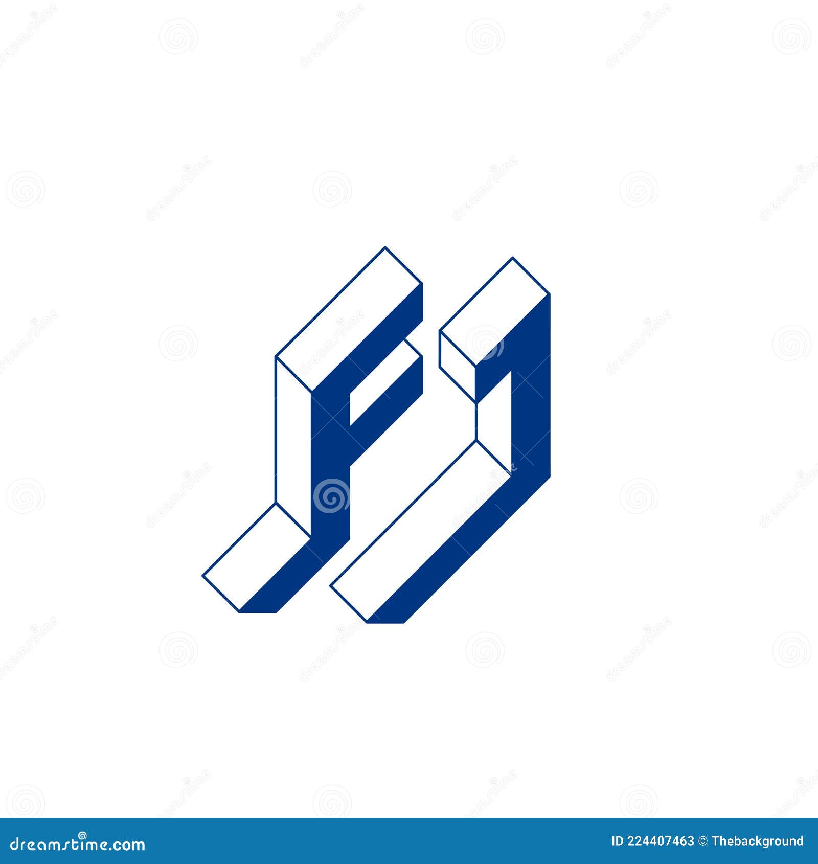 F and J - Monogram or Logotype. Isometric 3d Font for Design. FJ - 2 ...
