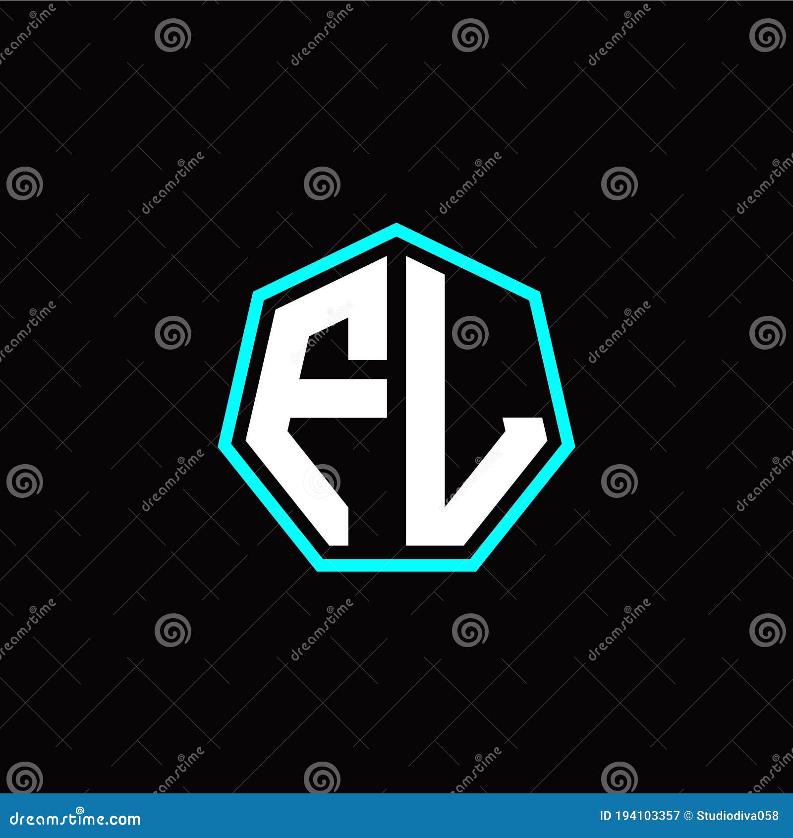 F L Initials Modern Polygon Logo Template Stock Vector - Illustration ...