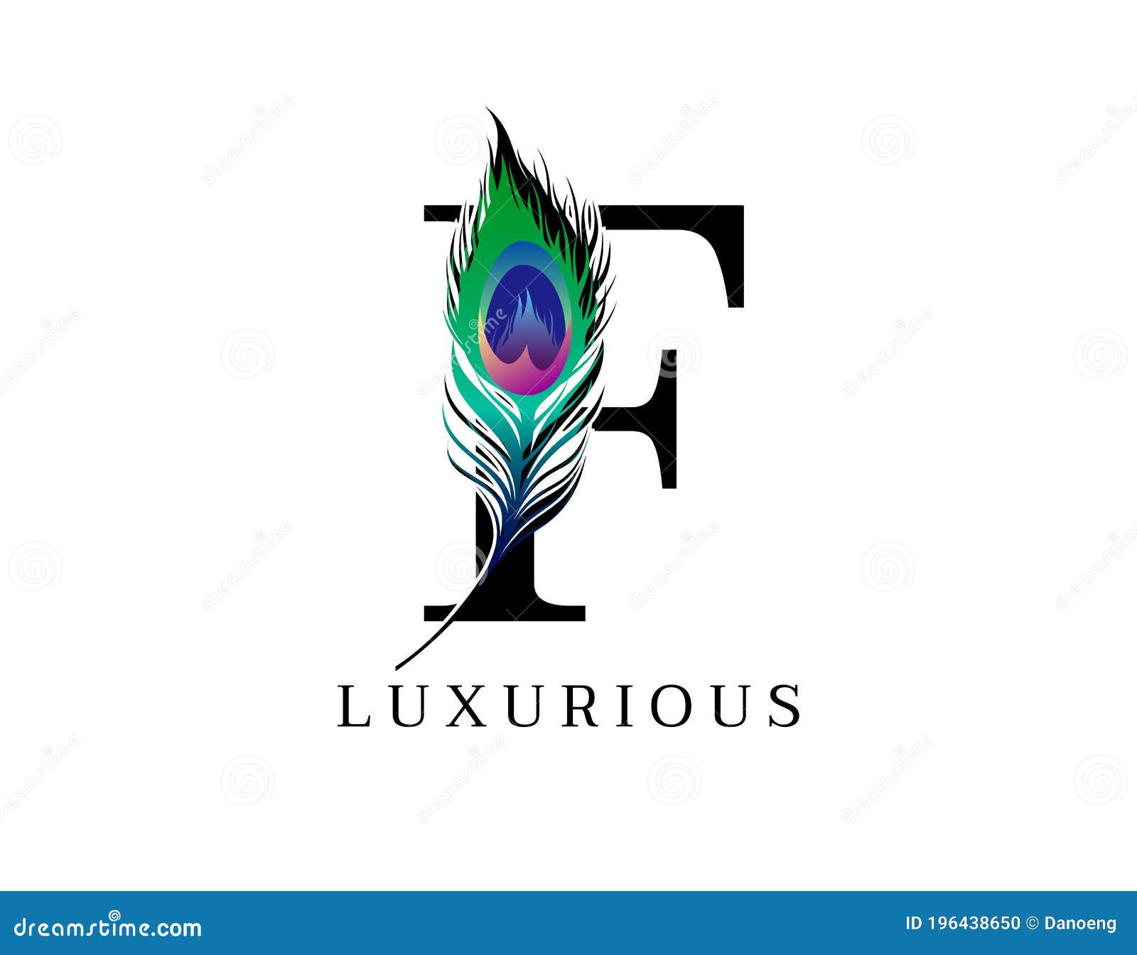 F Letter Decorated with Exotic Peacock Feather Stock Vector ...
