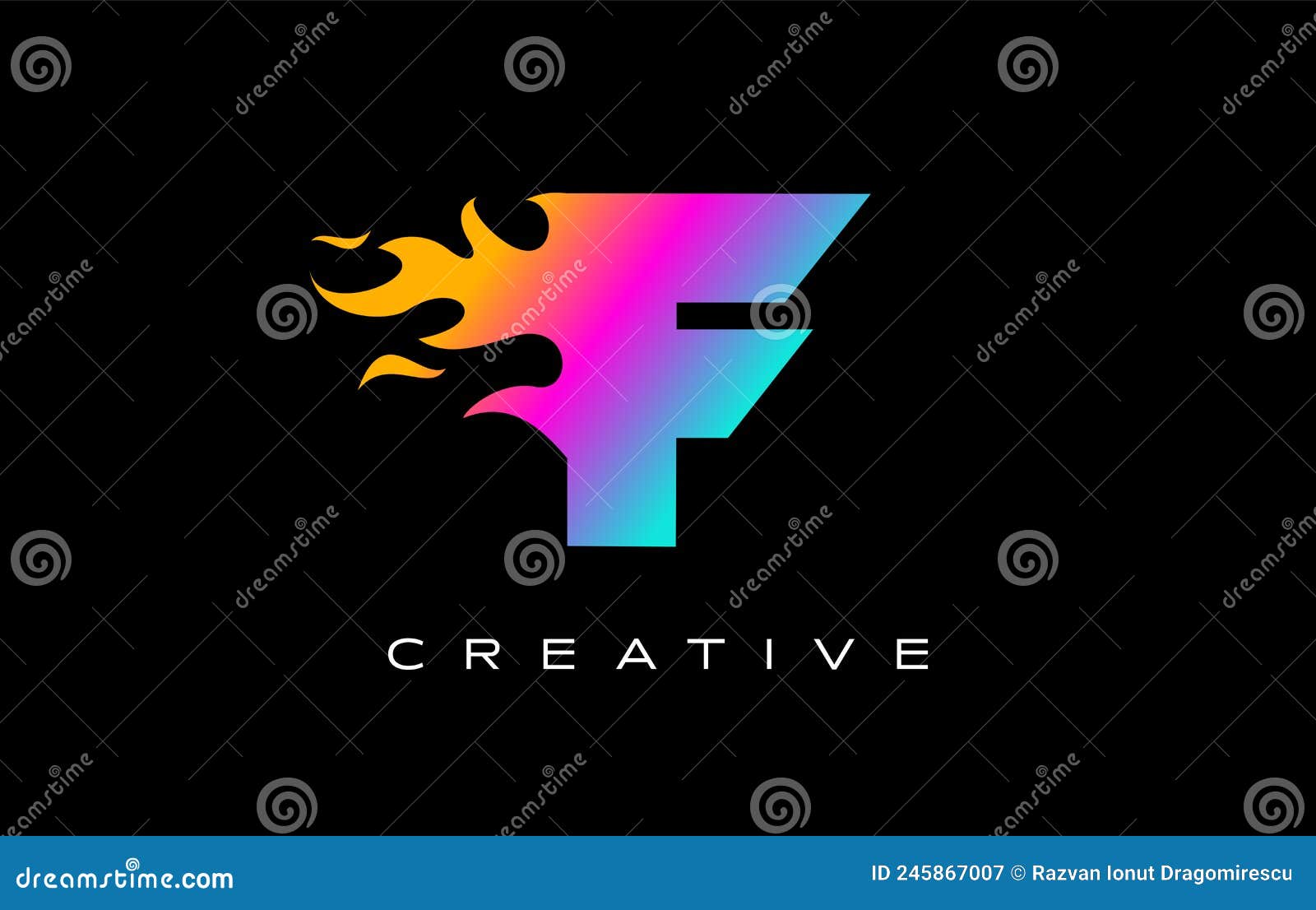 F Letter Flame Logo Design. Fire Logo Lettering Concept Stock Vector ...