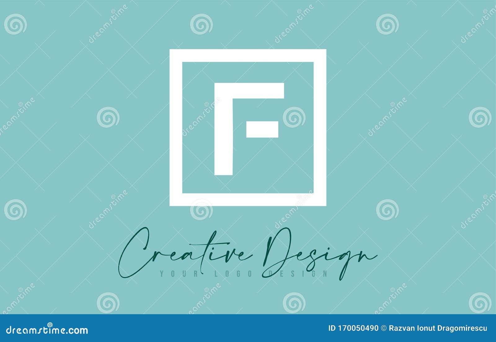 F Letter Icon Design with Creative Modern Look and Teal Background ...