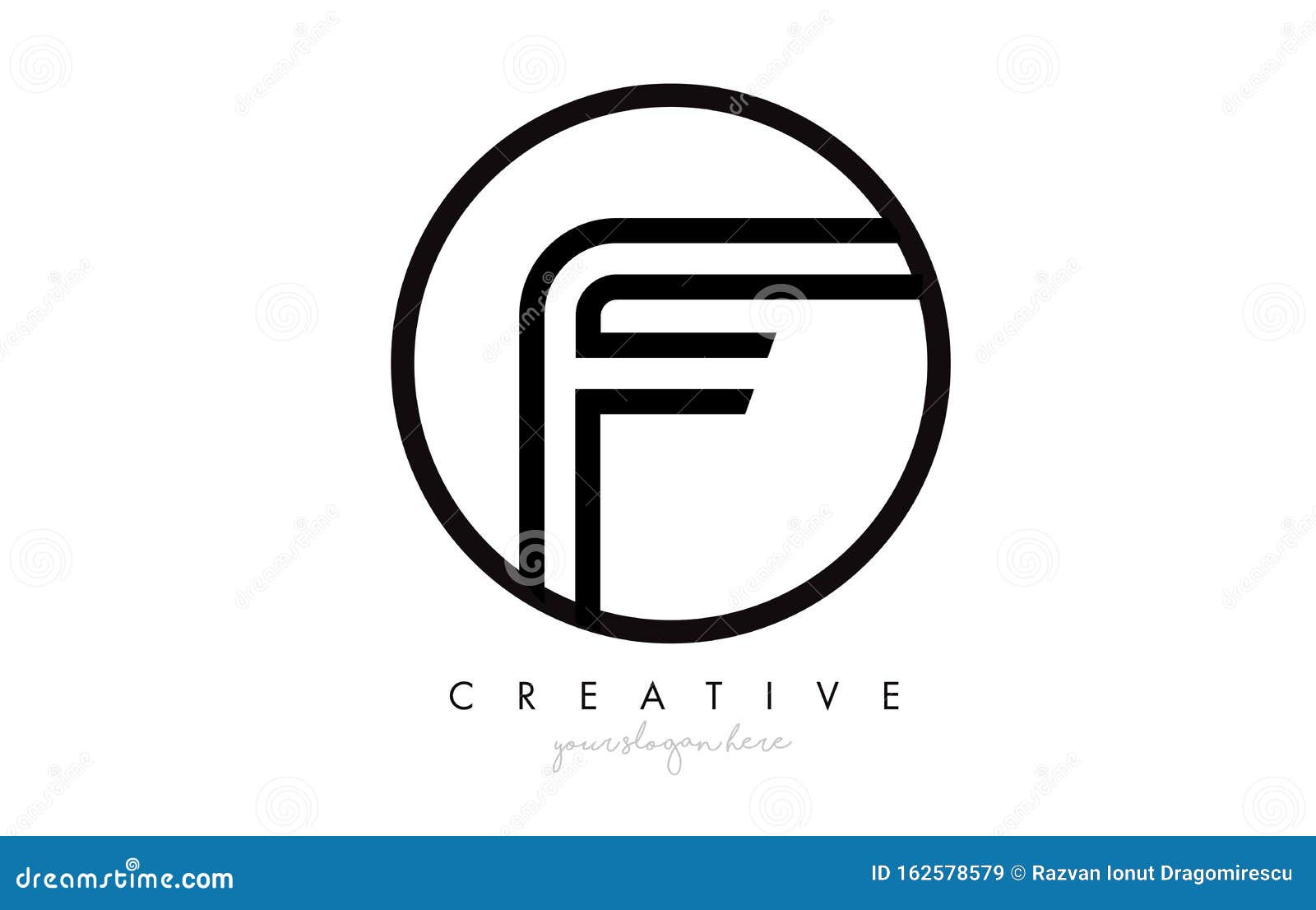 F Letter Icon Logo Design with Monogram Creative Look. Letter Circle ...