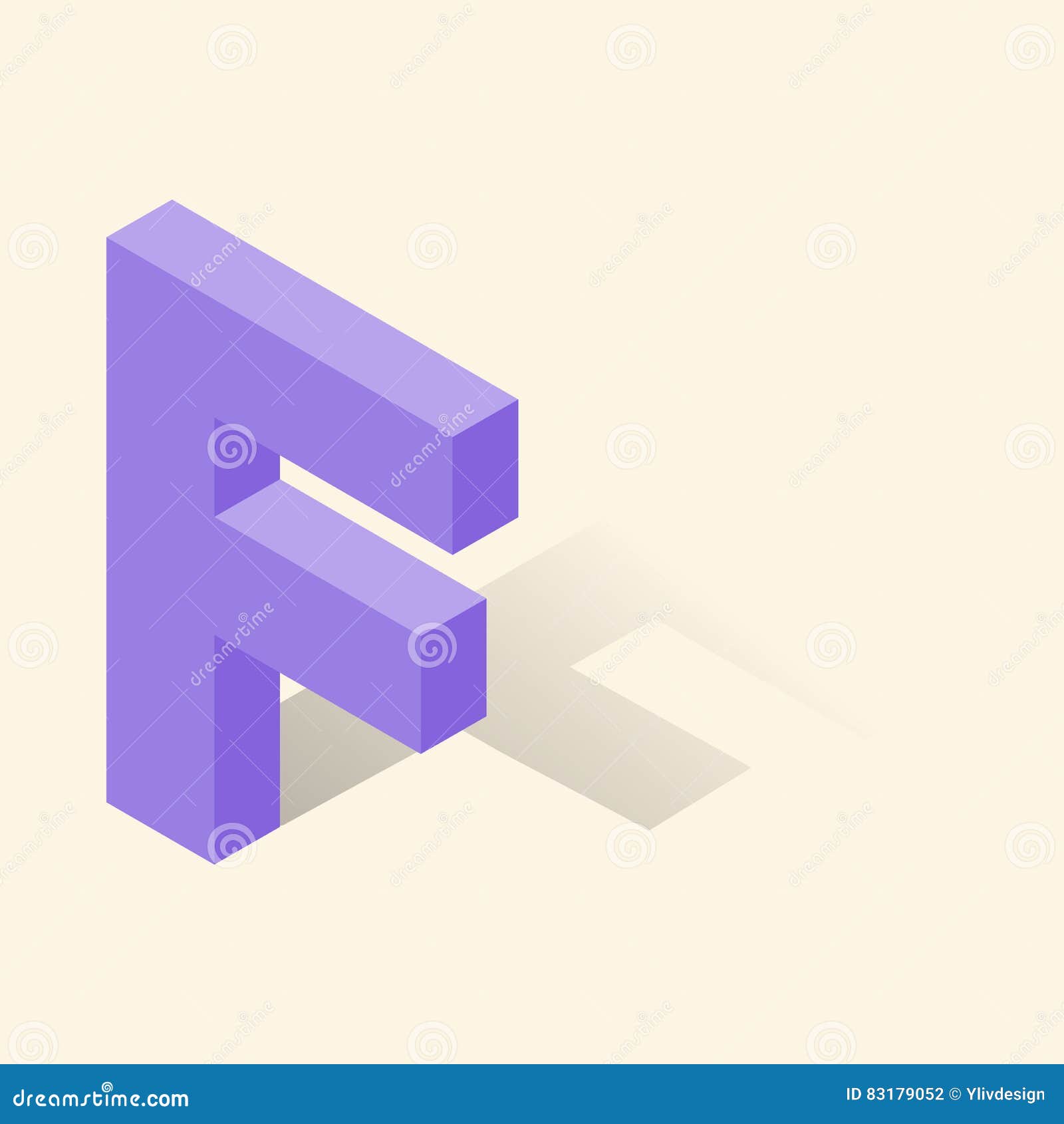 F Letter in Isometric 3d Style with Shadow Stock Vector - Illustration ...
