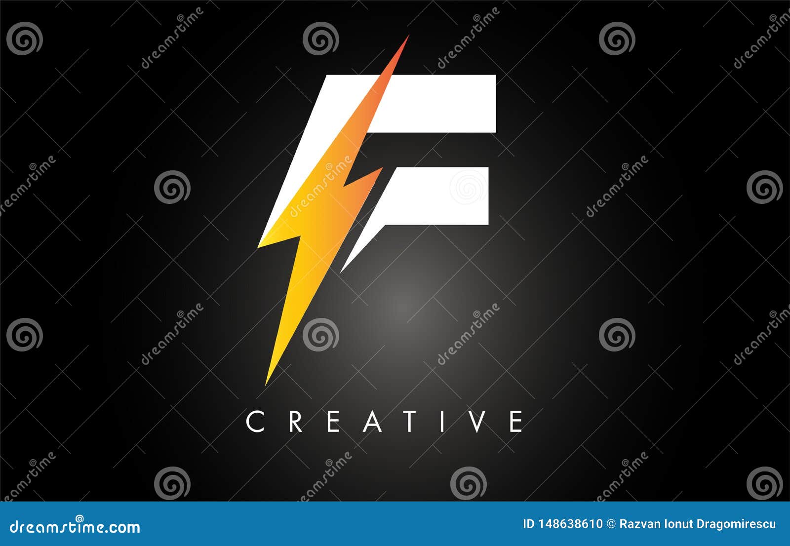 F Letter Logo Design with Lighting Thunder Bolt. Electric Bolt Letter ...