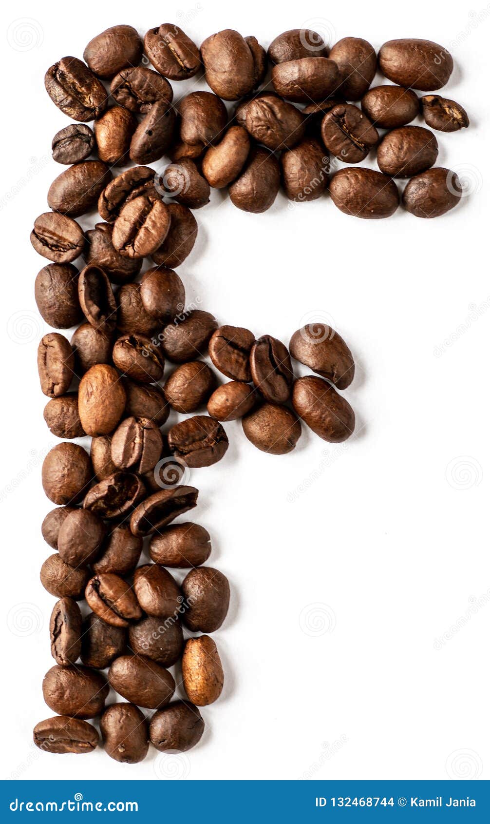 F Letter Made from Coffee Beans Isolated on White Background Stock ...
