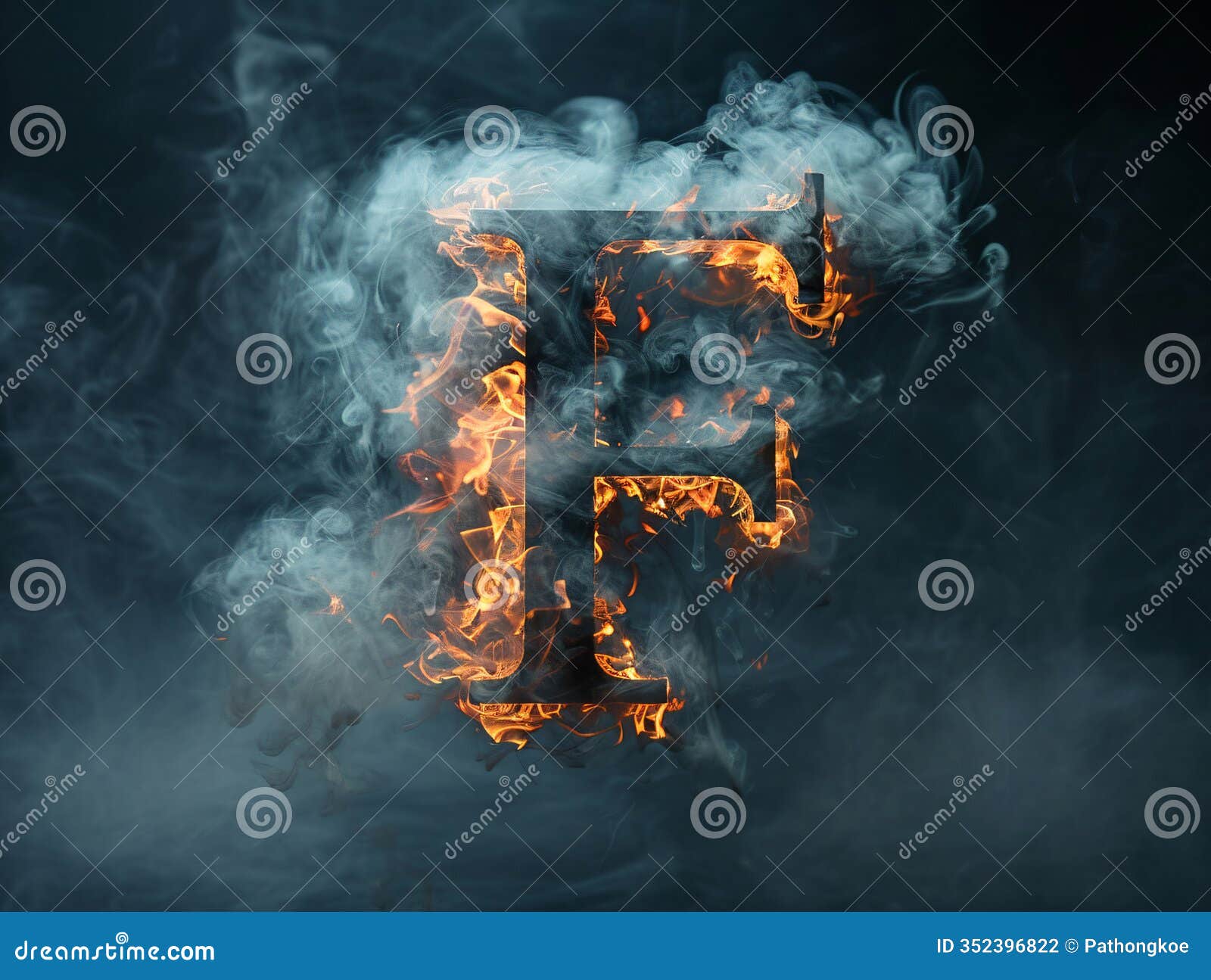 F Letter of Smoke Alphabet. Letter a Burning in Fire with Smoke Stock ...