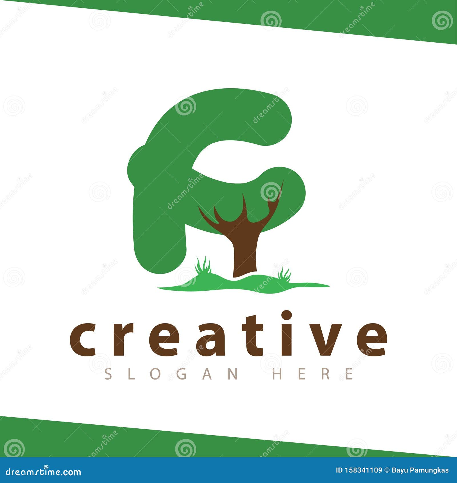 F Letter Tree Green Logo Vector Template Stock Vector - Illustration of ...