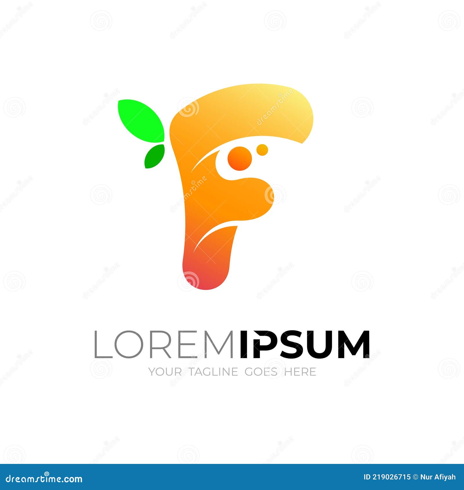 F Logo with Fruit Design Template, Orange Color Stock Vector ...