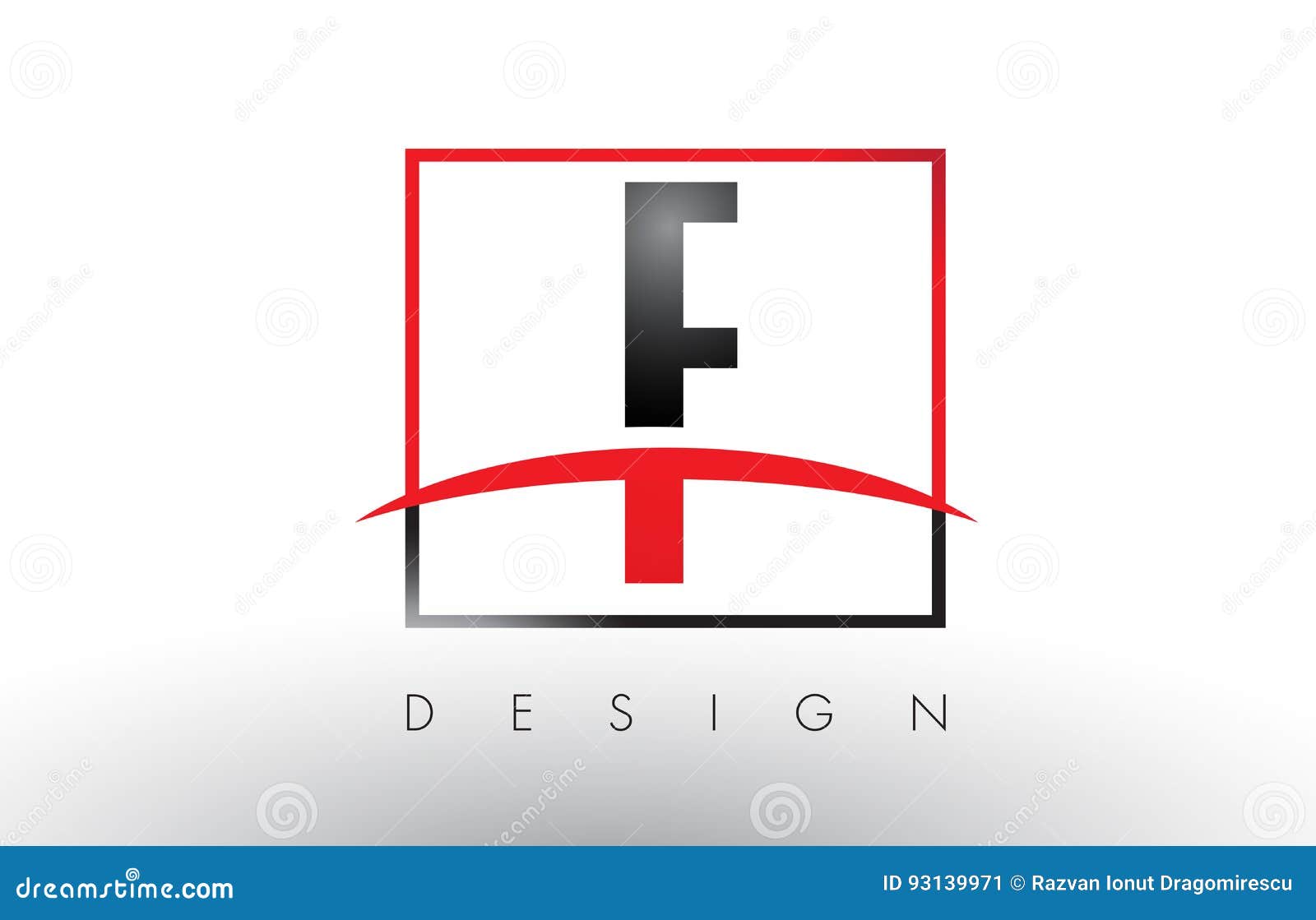 F Logo Letters with Red and Black Colors and Swoosh. Stock Vector ...