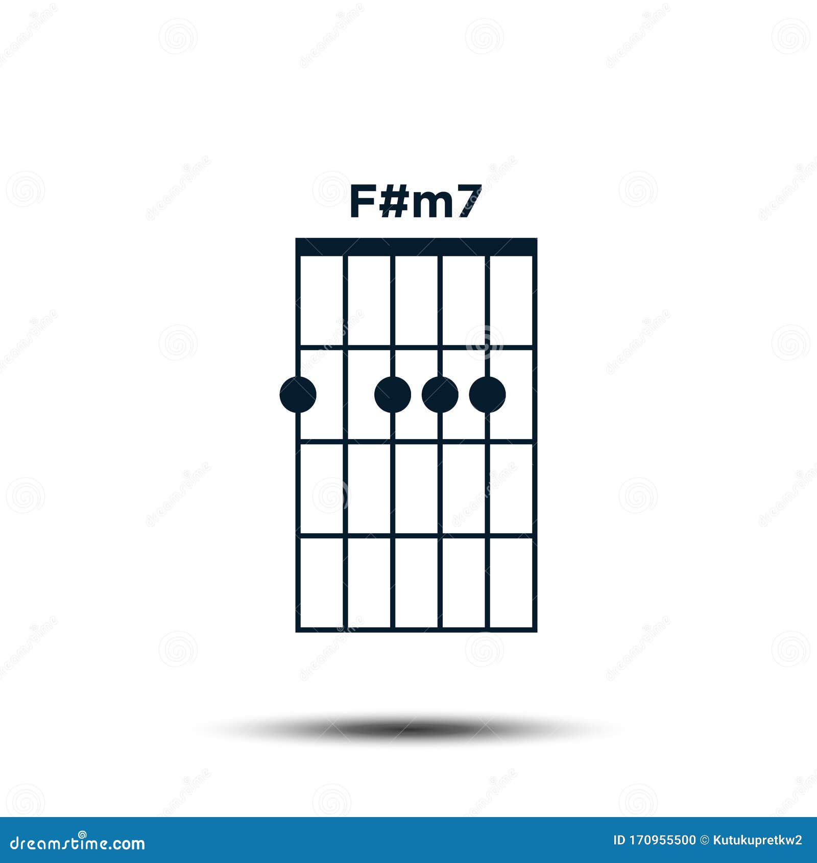 F#m7, Basic Guitar Chord Chart Icon Vector Template Stock Vector ...