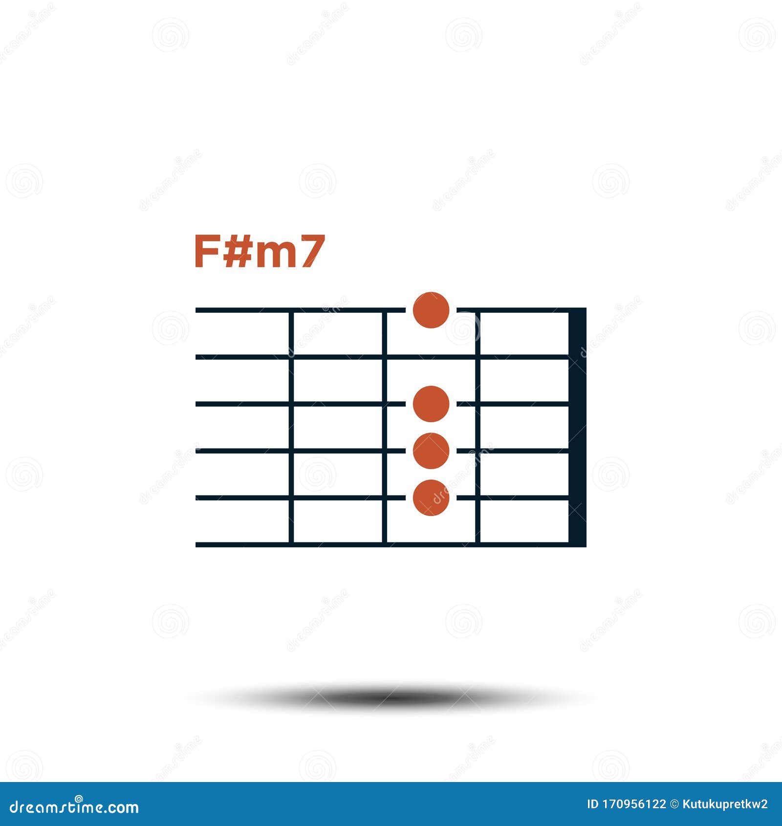 F#m7, Basic Guitar Chord Chart Icon Vector Template Stock Vector ...