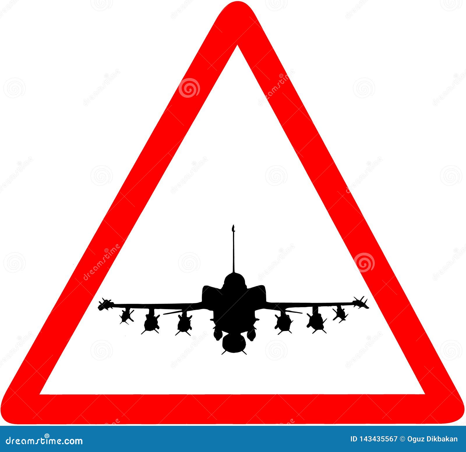 F35 Millitary Aircraft Circular Road Sign Icon Warning Stock ...