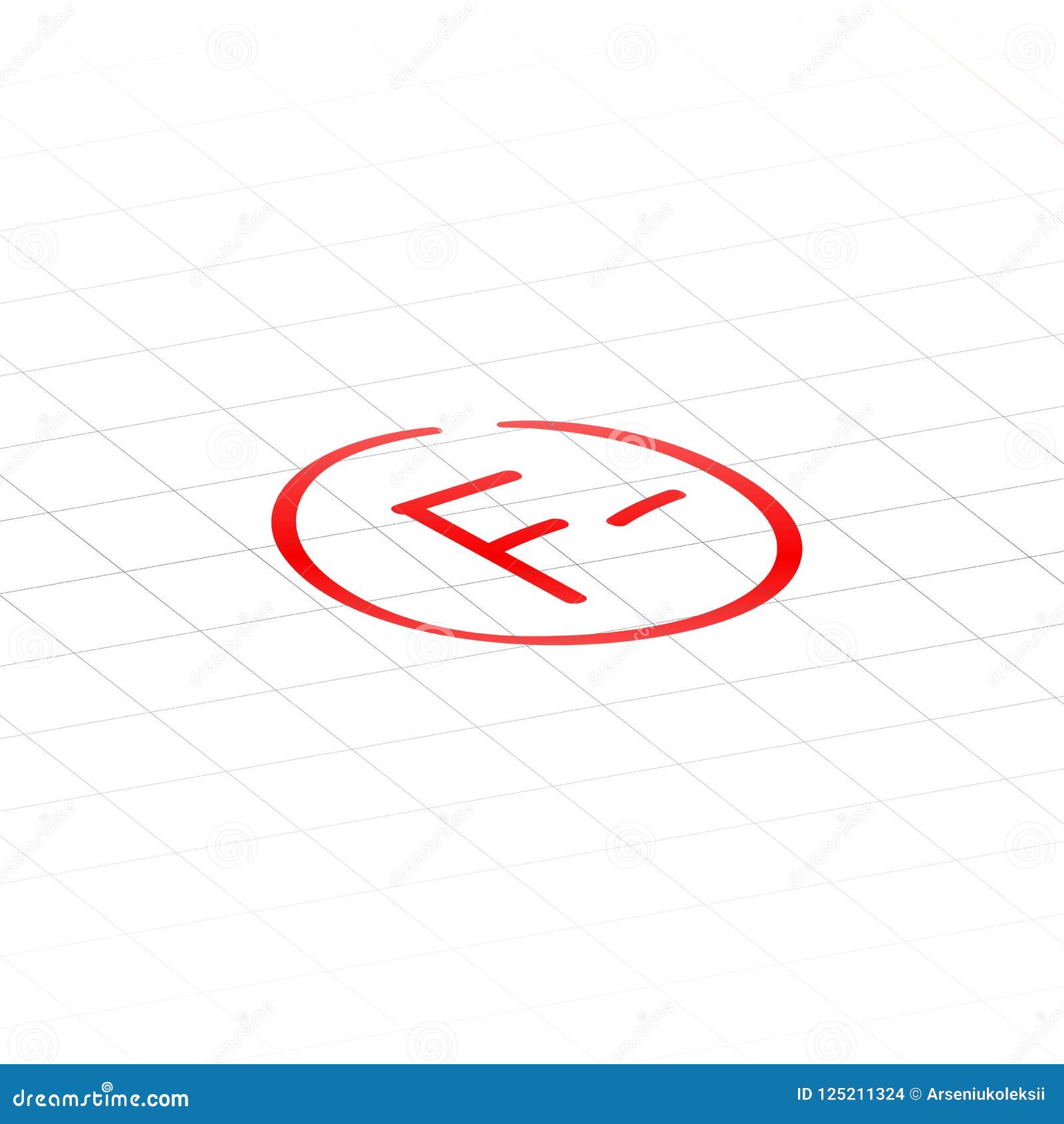F Minus Examination Result Grade Red Latter Mark. Stock Vector ...