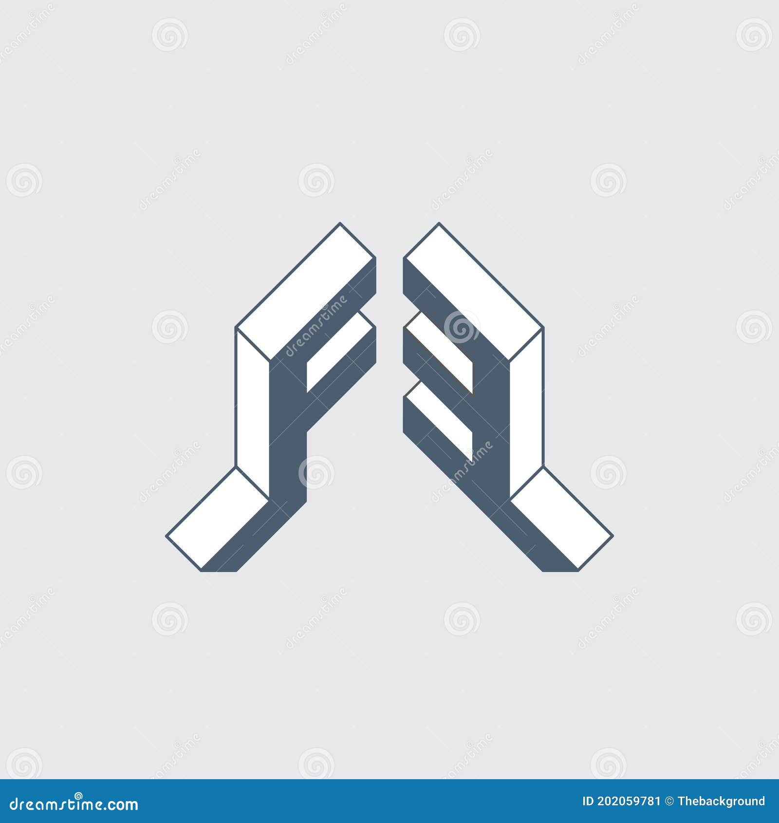 F3 - Monogram or Logotype. Isometric 3d Font for Design. Outline Fonts ...