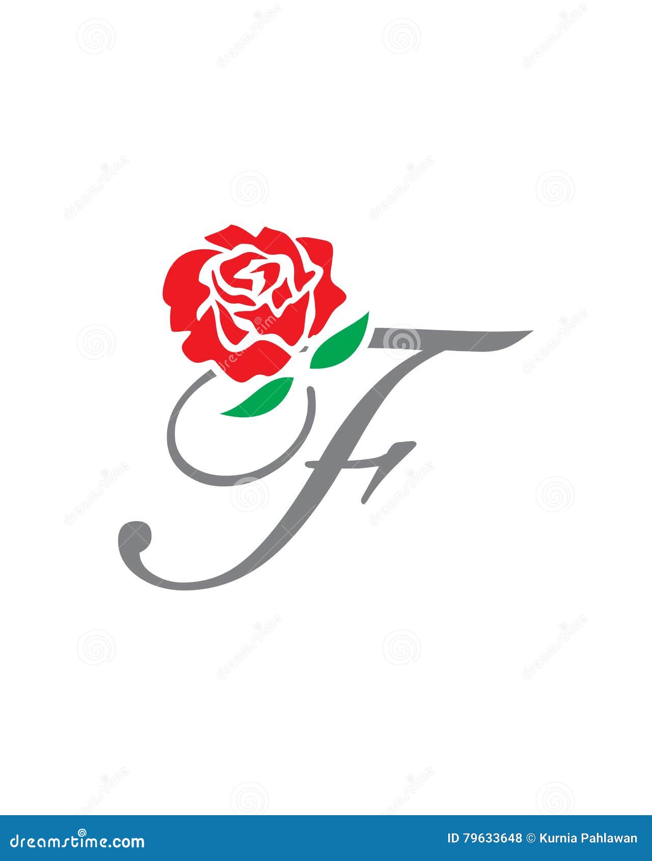 F Rose stock vector. Illustration of vector, initials - 79633648