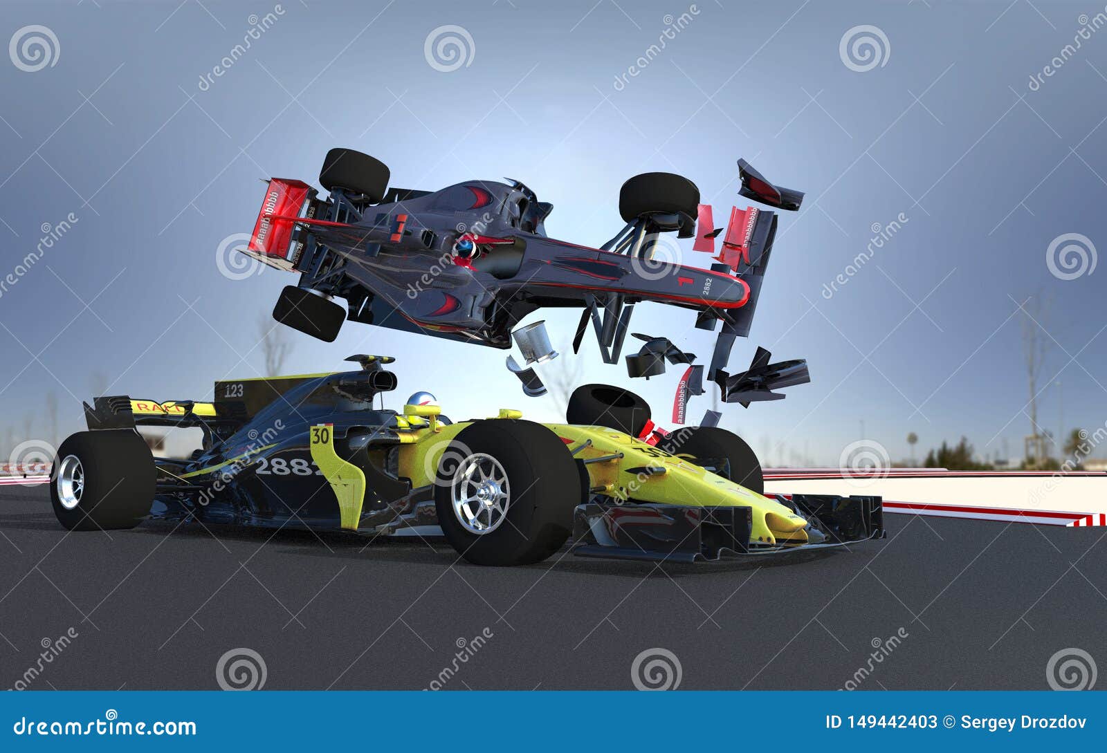 F1 sports car crash stock illustration. Illustration of movement ...