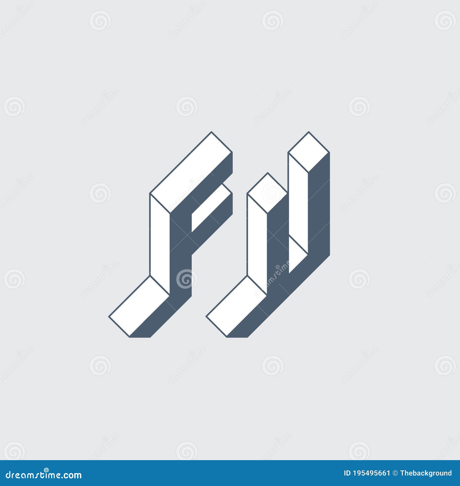 F and U - Monogram or Logotype. FU - 2-letter Code. Isometric 3d Font ...