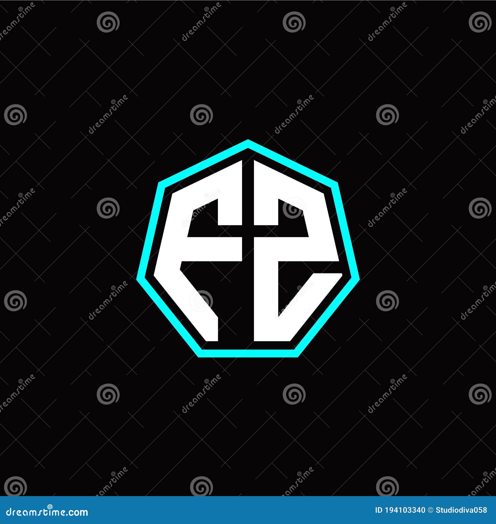 F Z Initials Modern Polygon Logo Template Stock Vector - Illustration ...