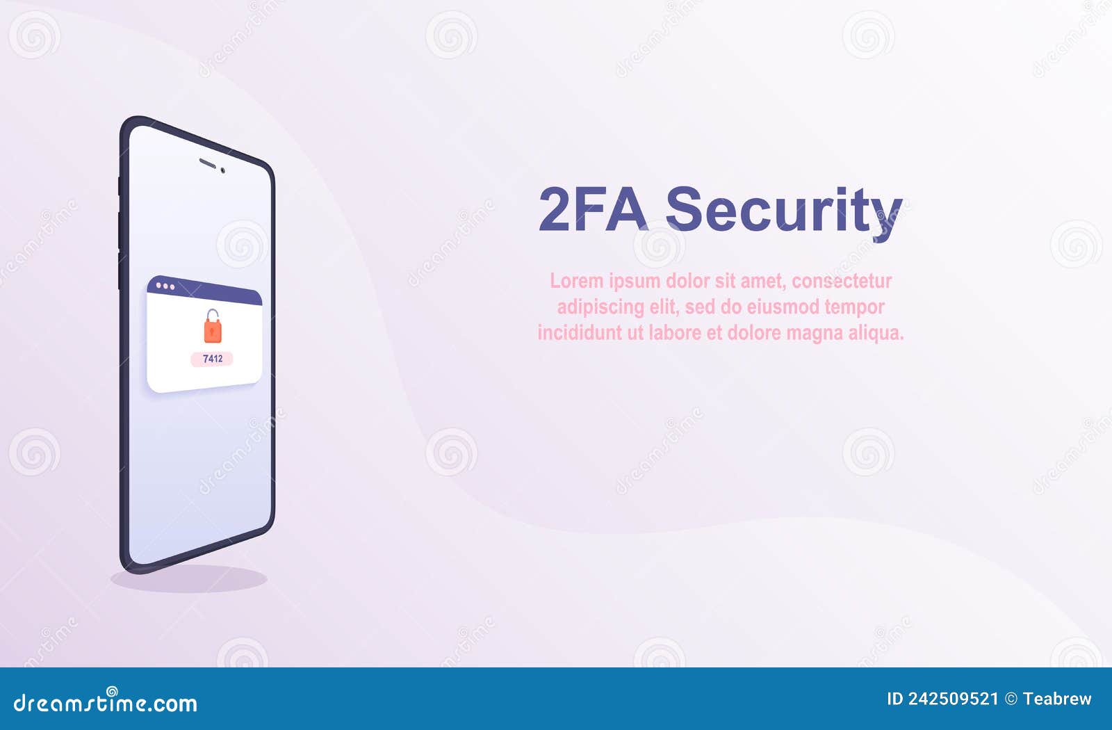 2fa Authentication. Vector Design Template with Copy Space. Stock ...