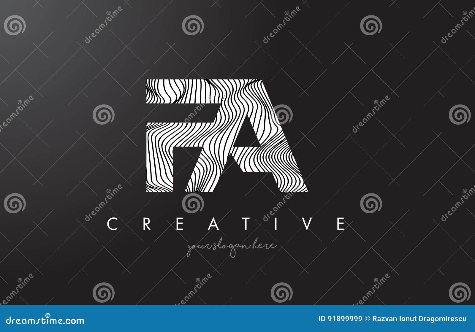 FA F A Letter Logo With Zebra Lines Texture Design Vector ...
