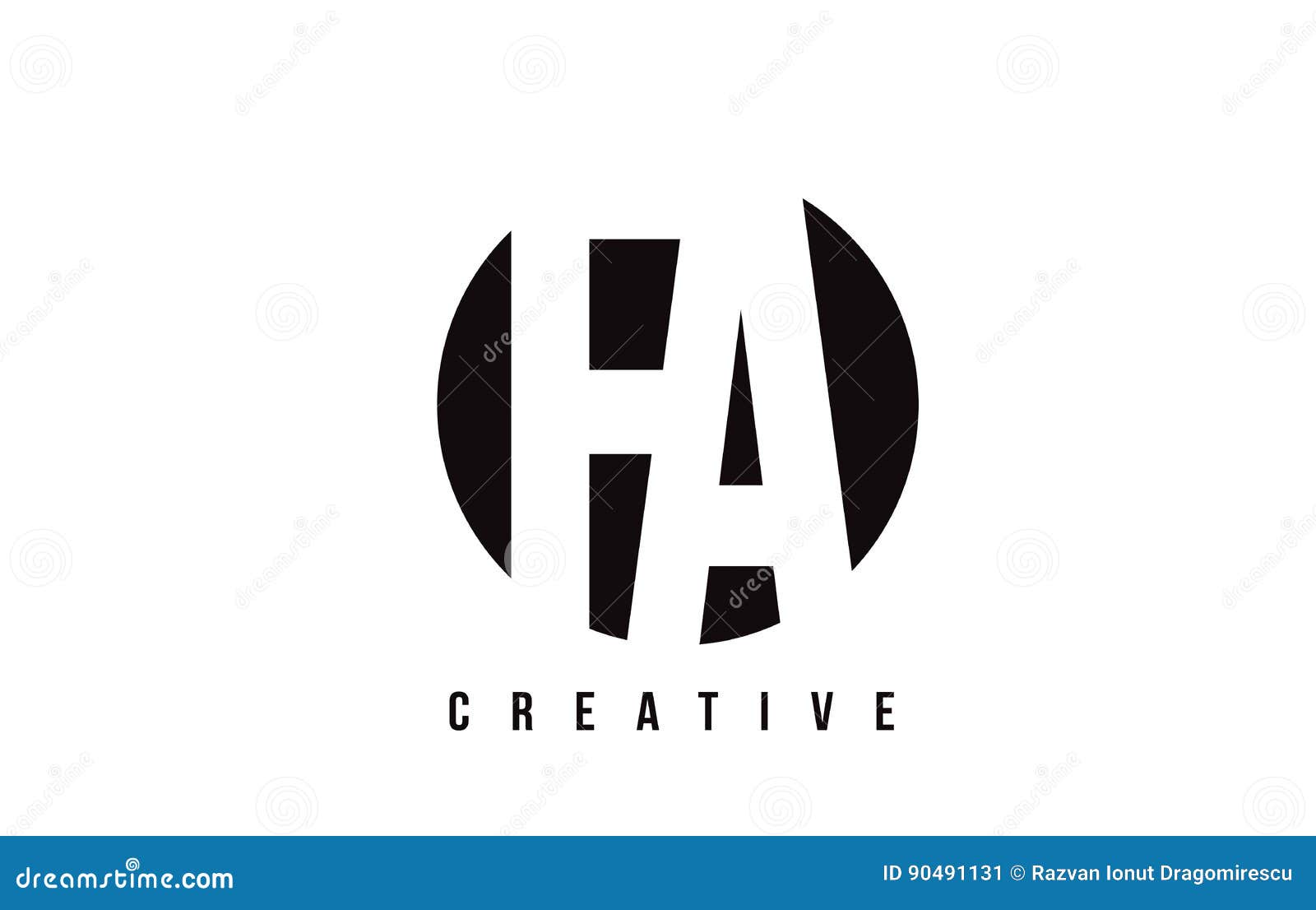 FA F a White Letter Logo Design with Circle Background. Stock Vector ...