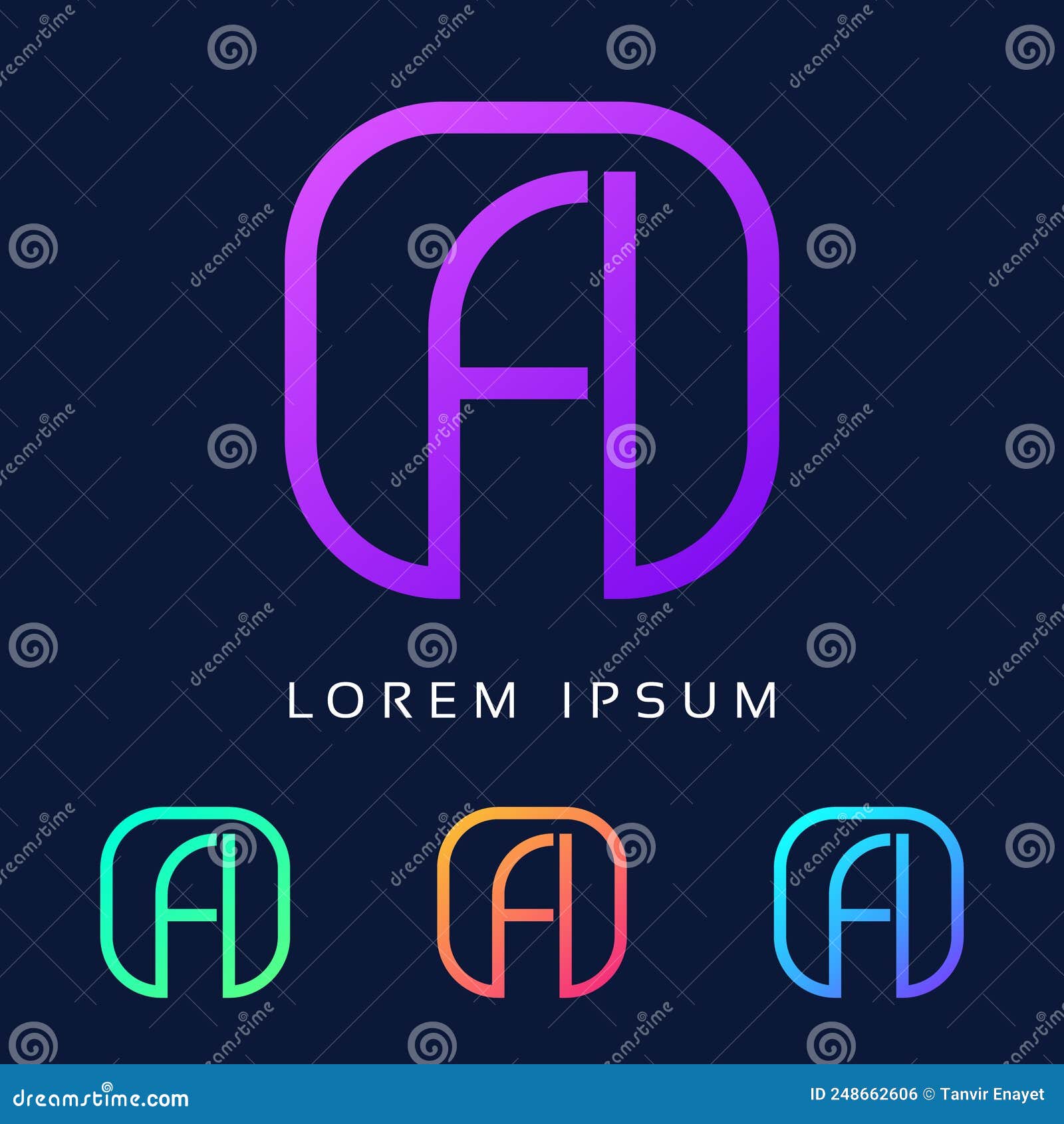 FA Letter Logo Design of Square Shape. Minimal Icon Monogram Stock ...