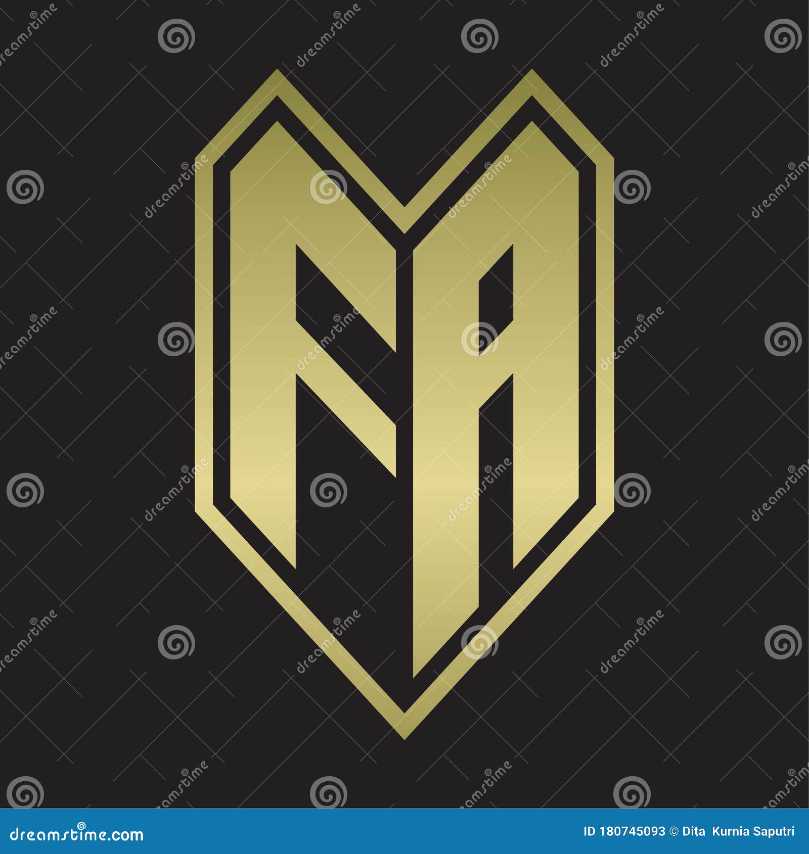 FA Logo Monogram with Emblem Line Style Isolated on Gold Colors Stock ...