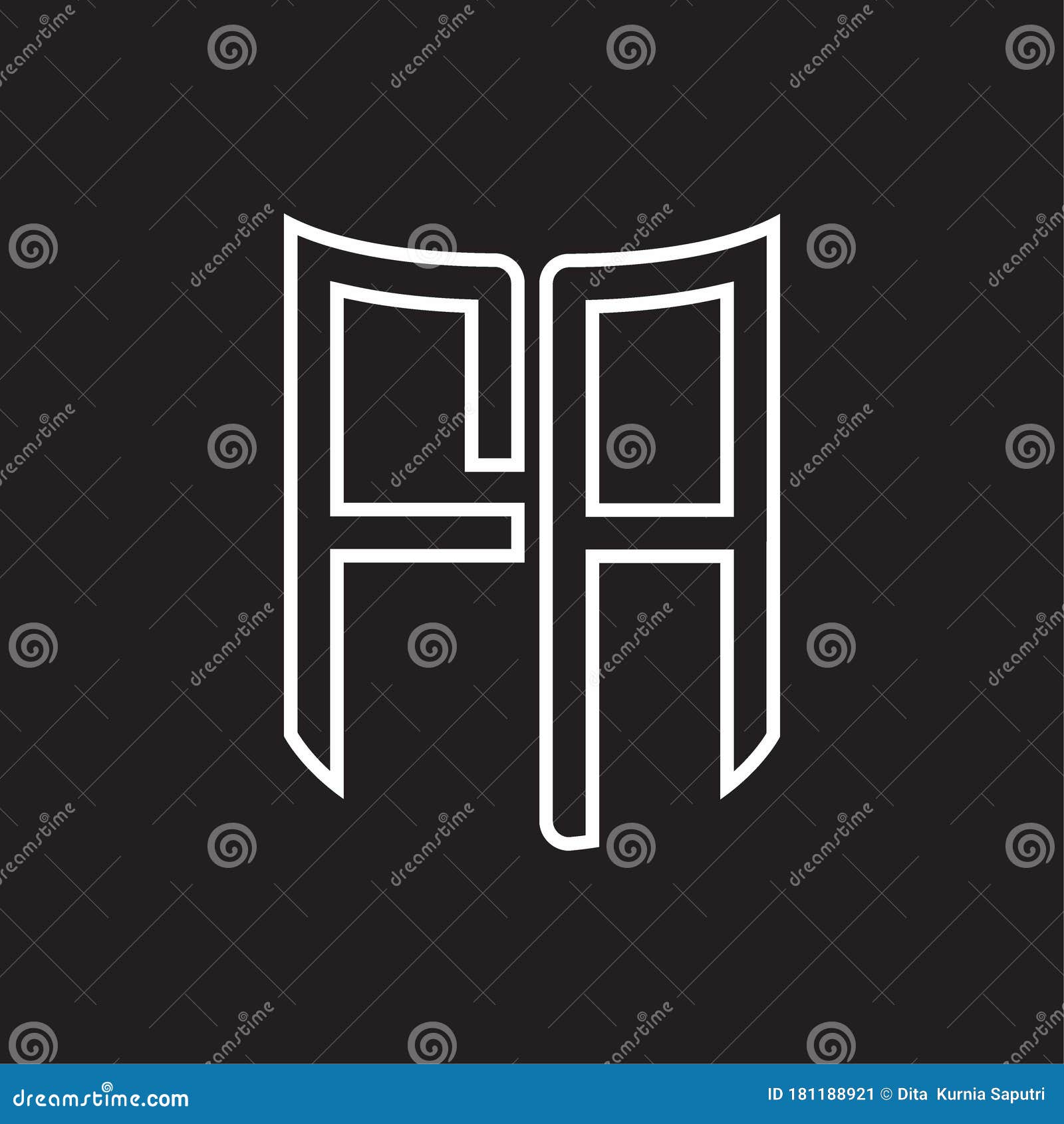 FA Logo Monogram with Ribbon Style Outline Design Template Stock Vector ...