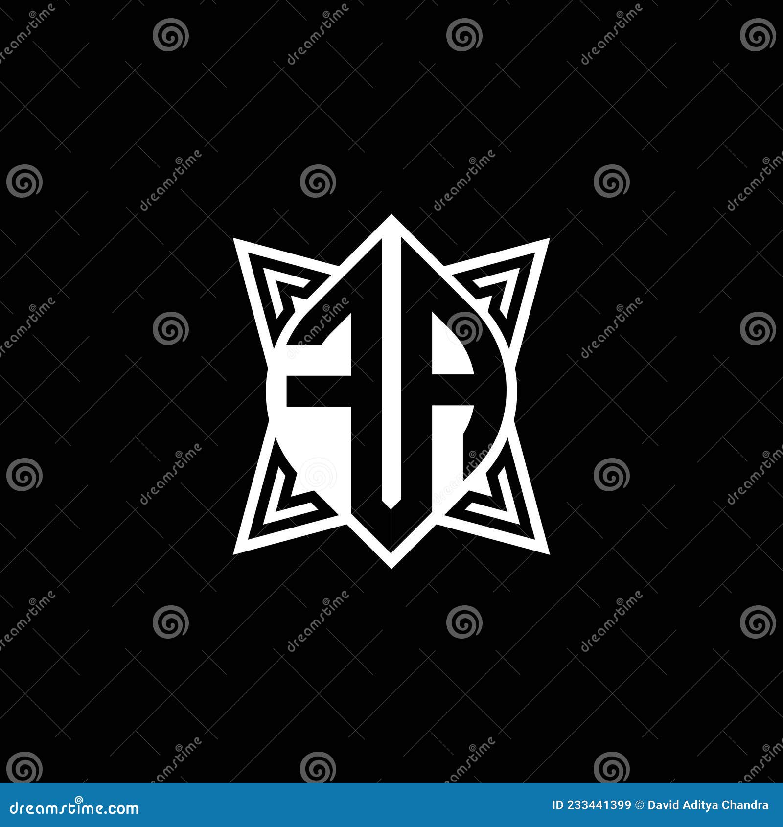 FA Monogram Letter Geometric Star Style Stock Vector - Illustration of ...