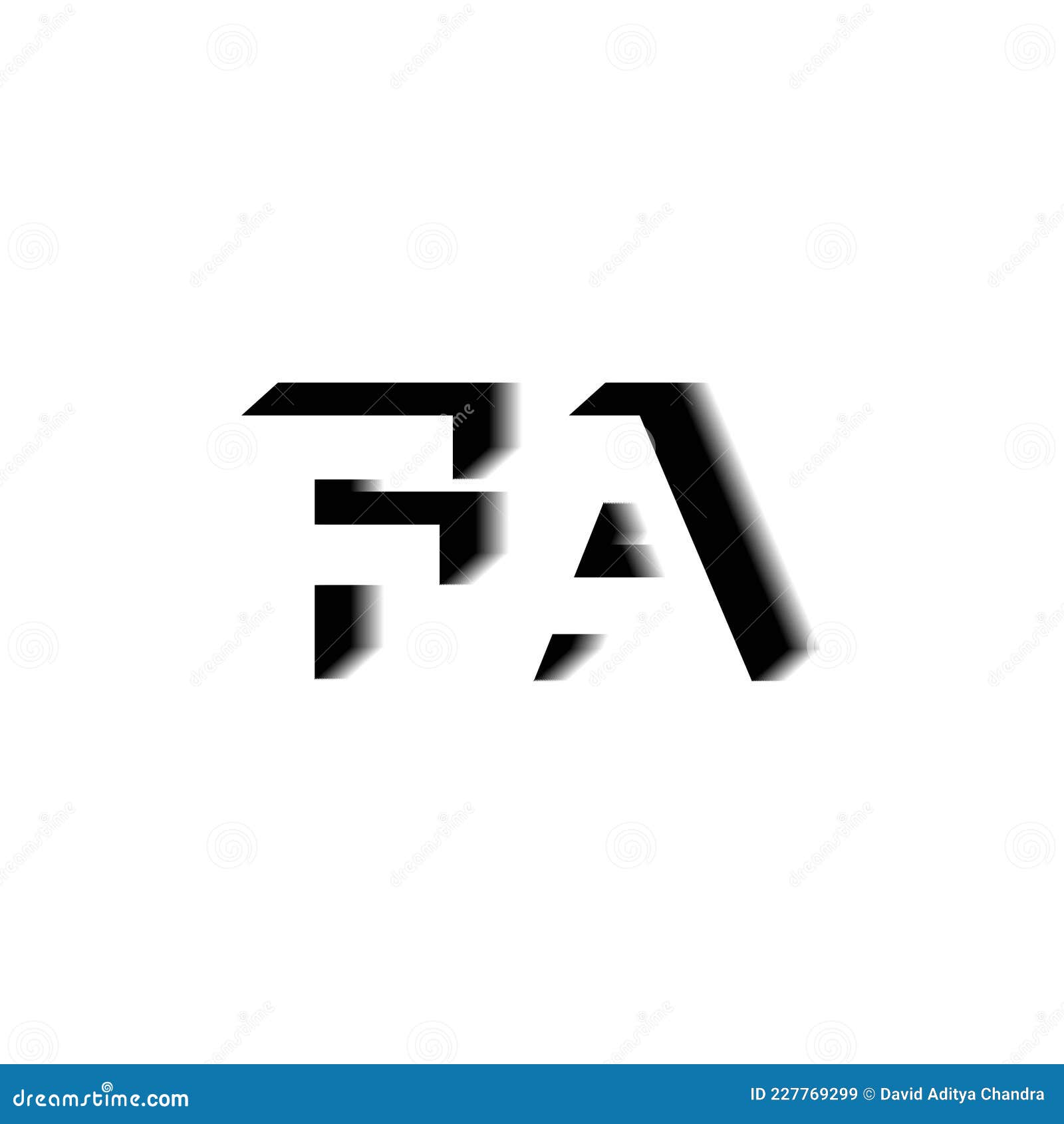 FA Monogram Shadow Shape Style Stock Vector - Illustration of lettering ...