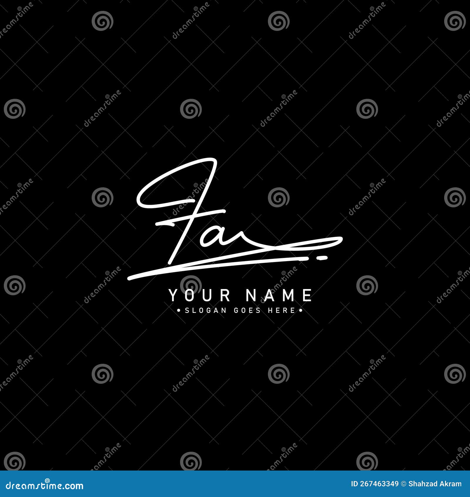 FA Signature Logo - Handwritten Vector Logo Template for FA Alphabet ...
