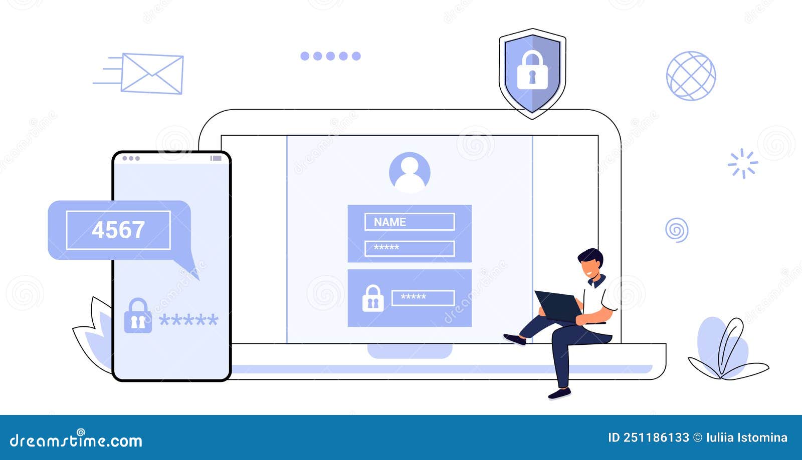 2fa Two Factor Authentication Password Secure Notice Login Verification Code Stock Vector