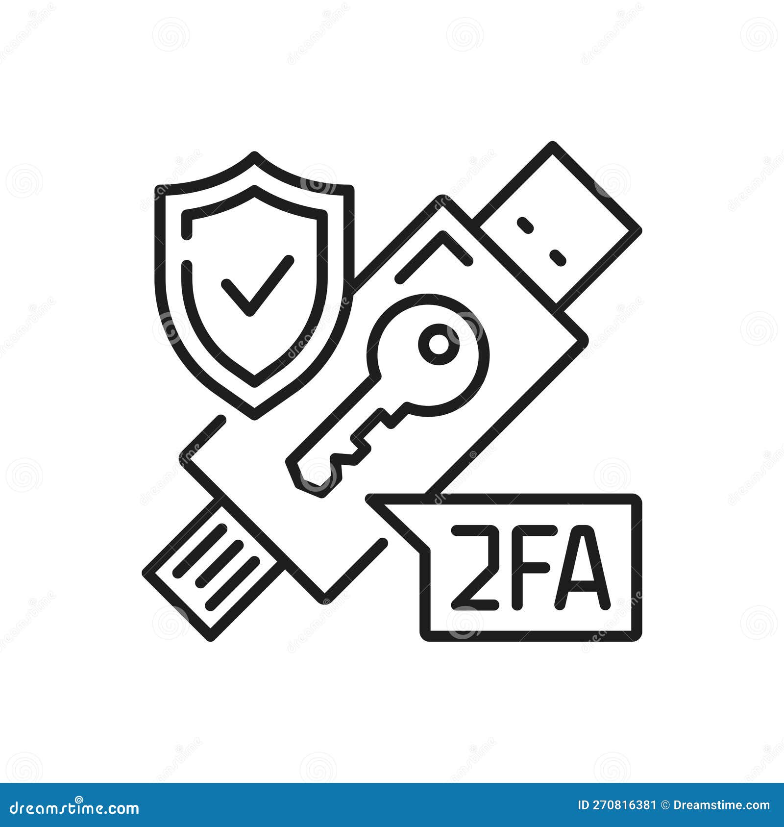 2fa Two Factor Authentication Usb Key Token Icon Stock Illustration