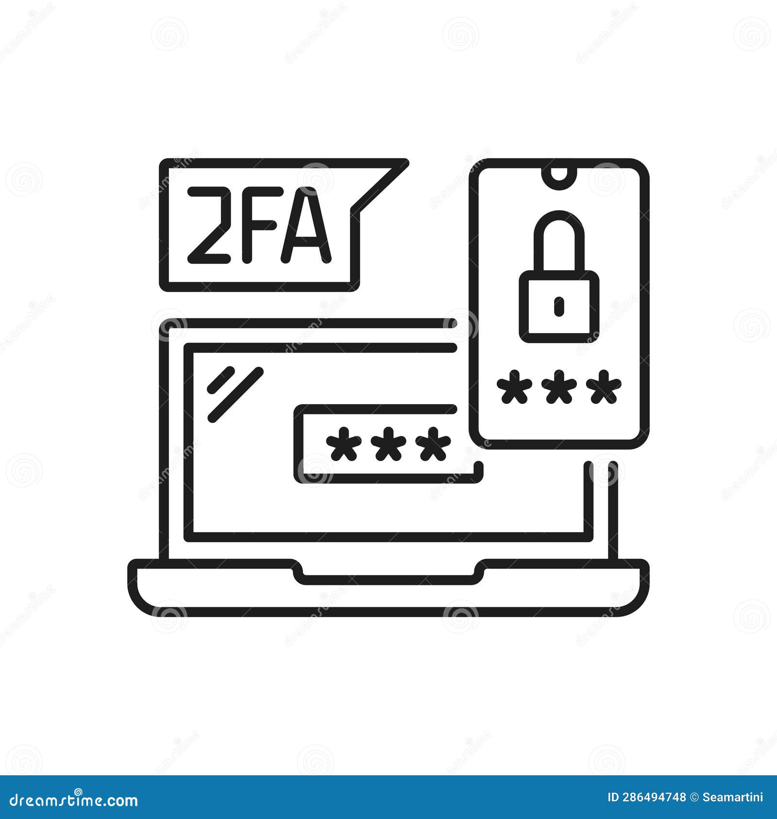 2fa Two Factor Verification 2 Step Authentication Stock Illustration