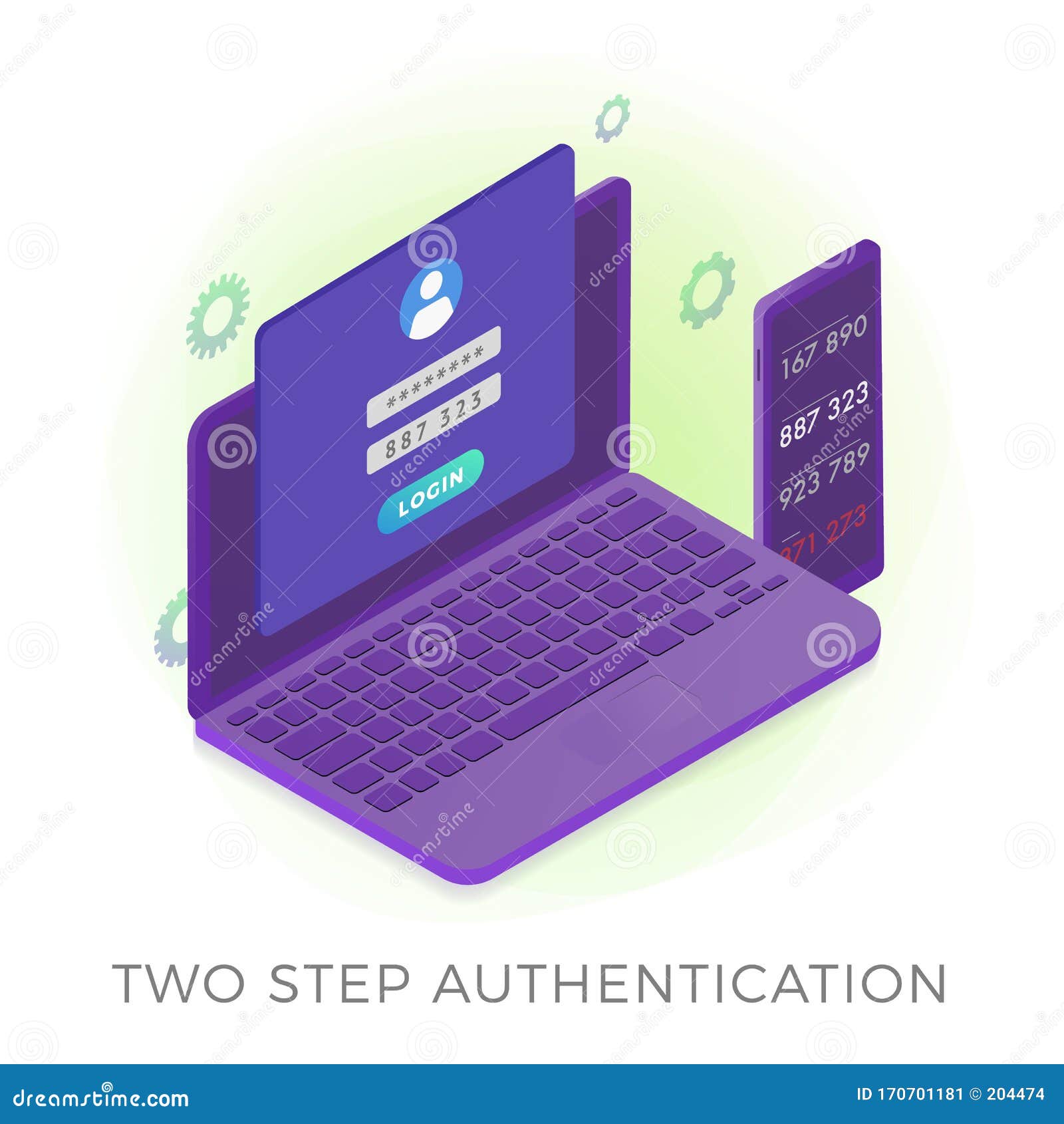 Two Step Authentication On Smartphone Vector Illustration, Flat Cartoon ...