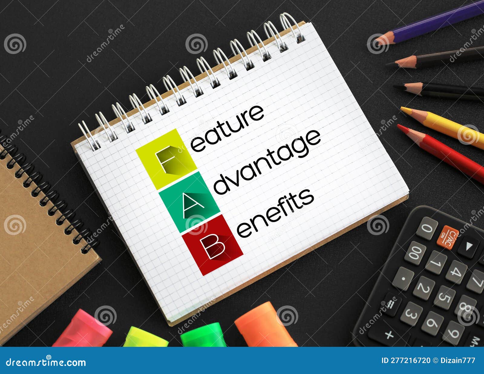 FAB - Feature Advantage Benefits Acronym on Notepad, Business Concept Background Stock Photo ...