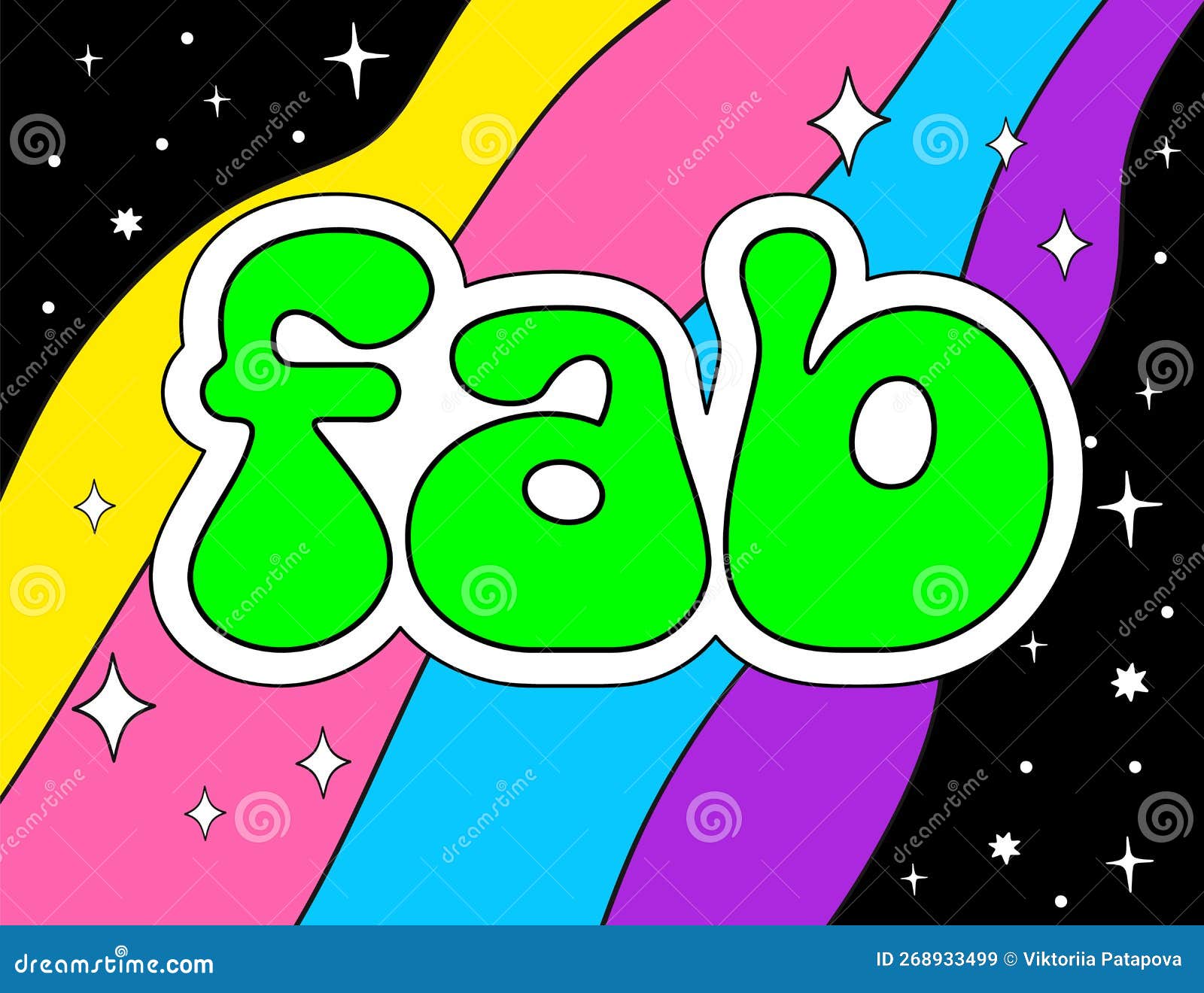 Fab Word Retro Typography Vector Rainbow Vector Poster Stock Vector ... Fab Word Retro Typography Vector Rainbow Vector Poster Stock Vector ...