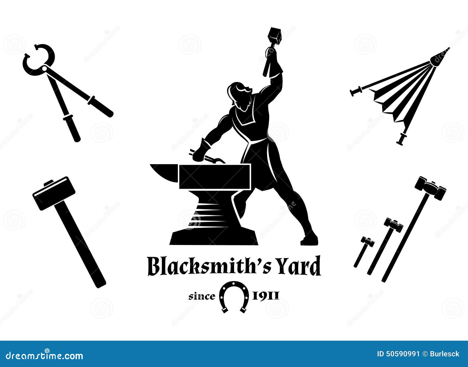 Fabbro d'annata illustrazione vettoriale. Illustrazione di martello ...
