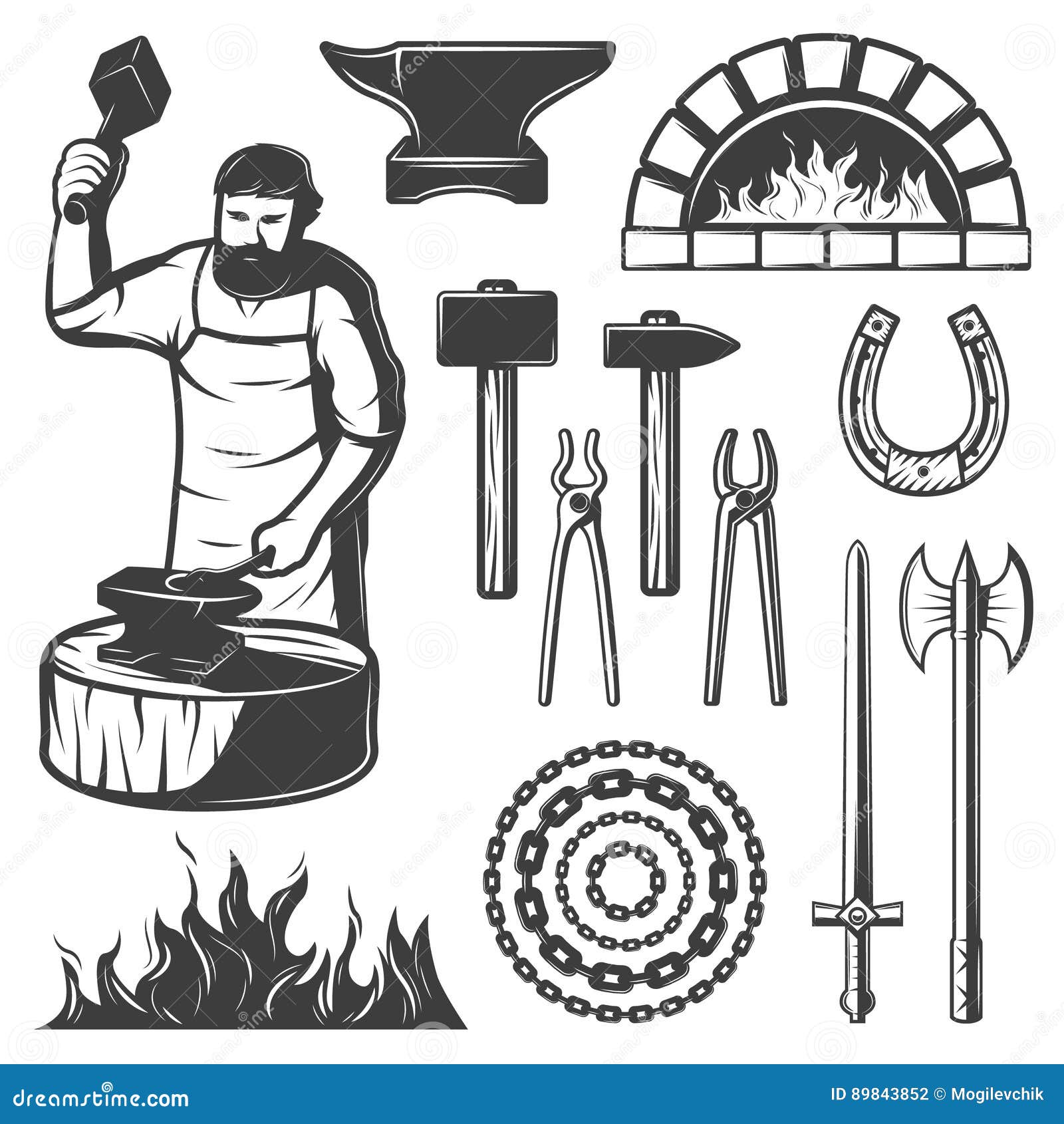 Fabbro D'annata Elements Set Illustrazione Vettoriale - Illustrazione ...