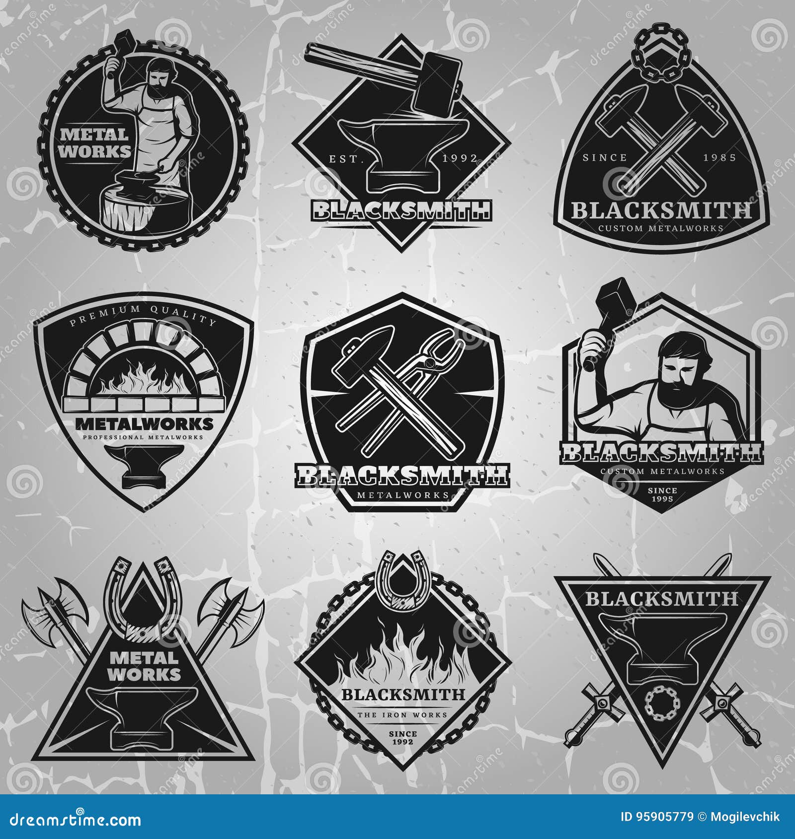 Fabbro premio Emblems Set illustrazione vettoriale. Illustrazione di ...