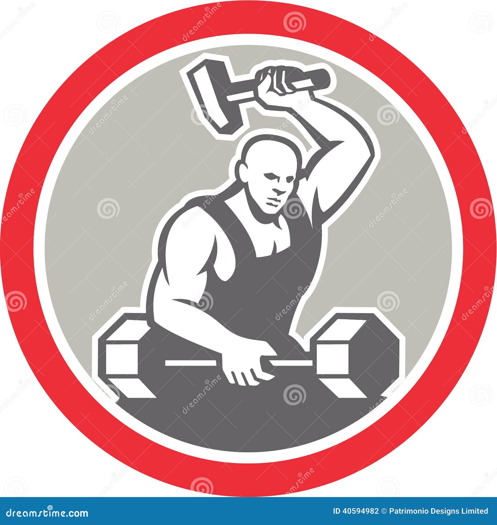 Fabbro Striking Al Bilanciere Con La Mazza Retro Illustrazione ...