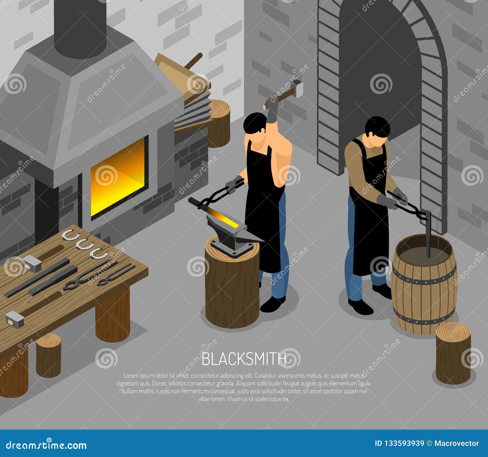Fabbro Work Isometric Illustration Illustrazione Vettoriale ...