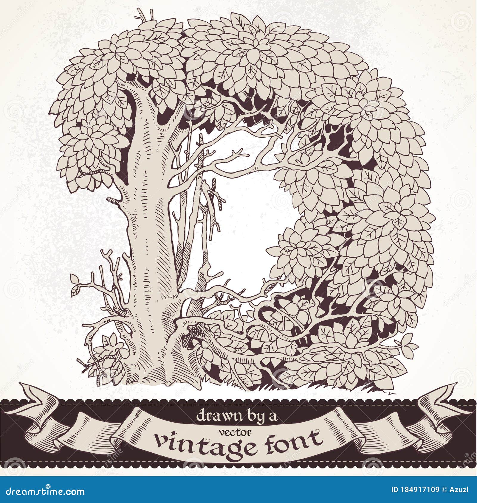 Fable Forest Hand Drawn by a Vintage Font - D Stock Vector ...
