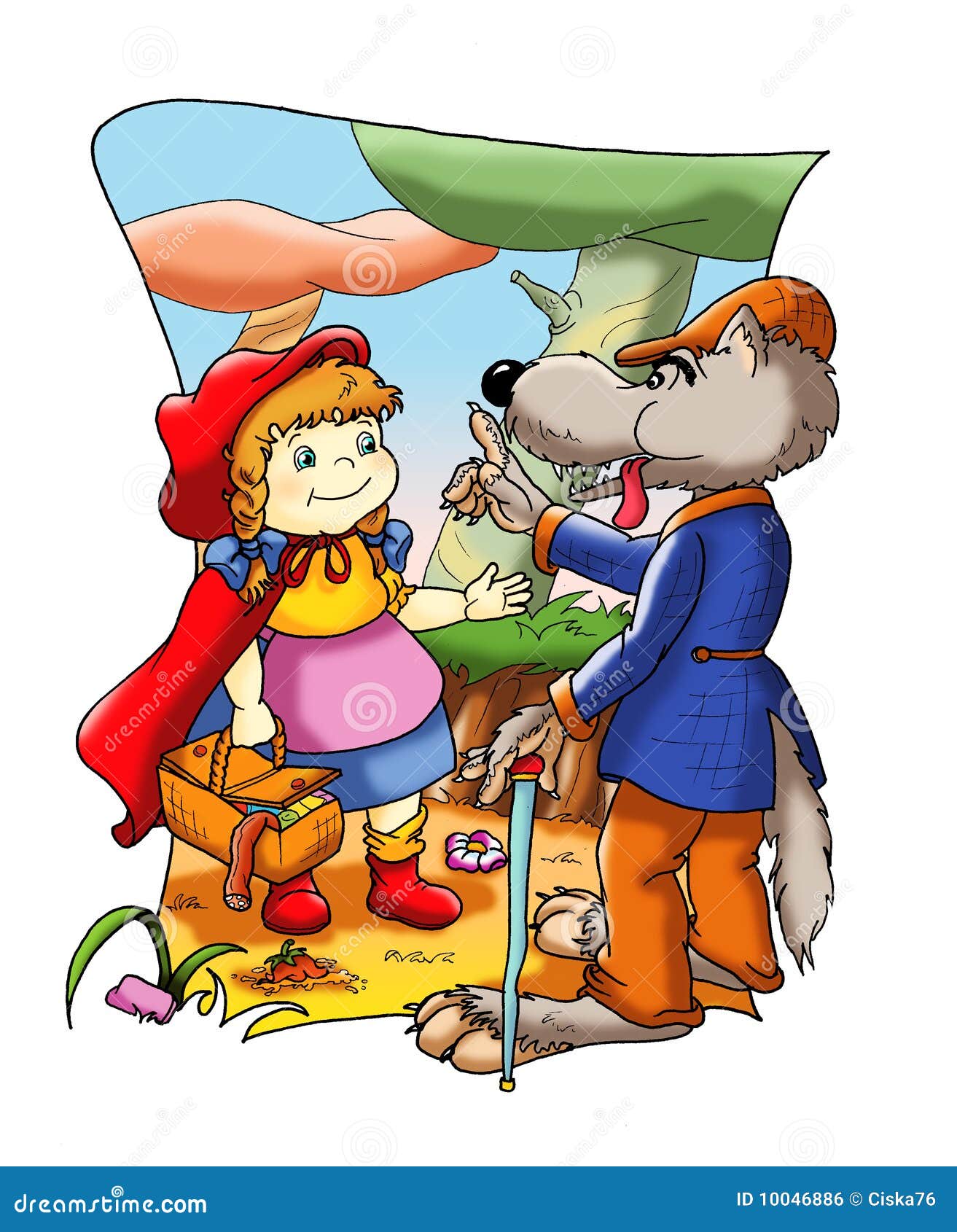 Fable of Little Red Riding Hood Stock Illustration - Illustration of ...