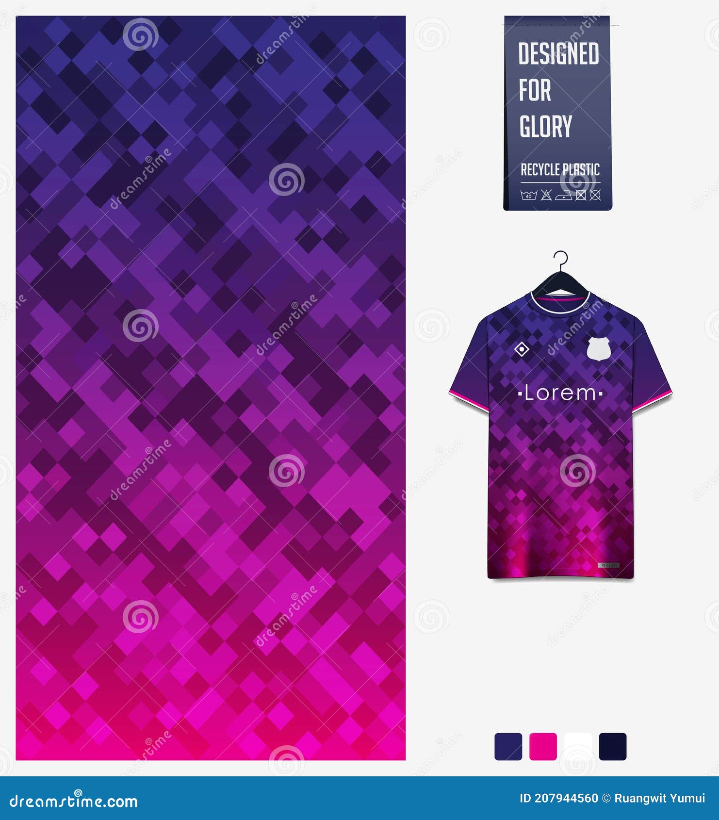 Fabric Pattern Design. Geometric Pattern on Violet Gradient Background ...