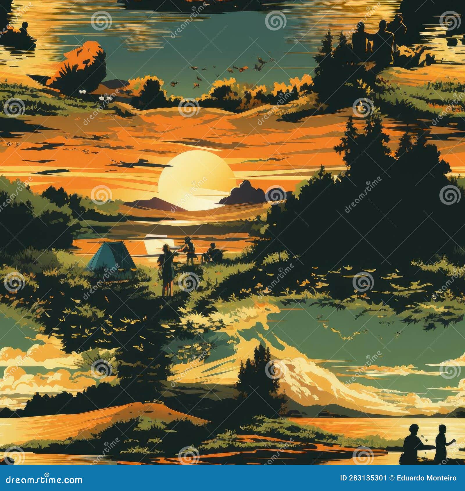 Desert Landscapes: A Comic Book Illustration Of Mesas And Canyons ...