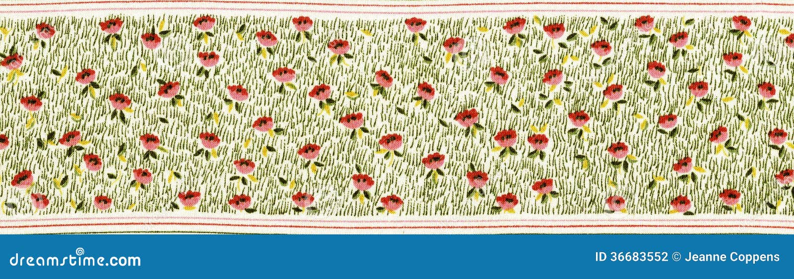 Fabric Border Decorated with Flowers. Stock Photo - Image of leaves ...