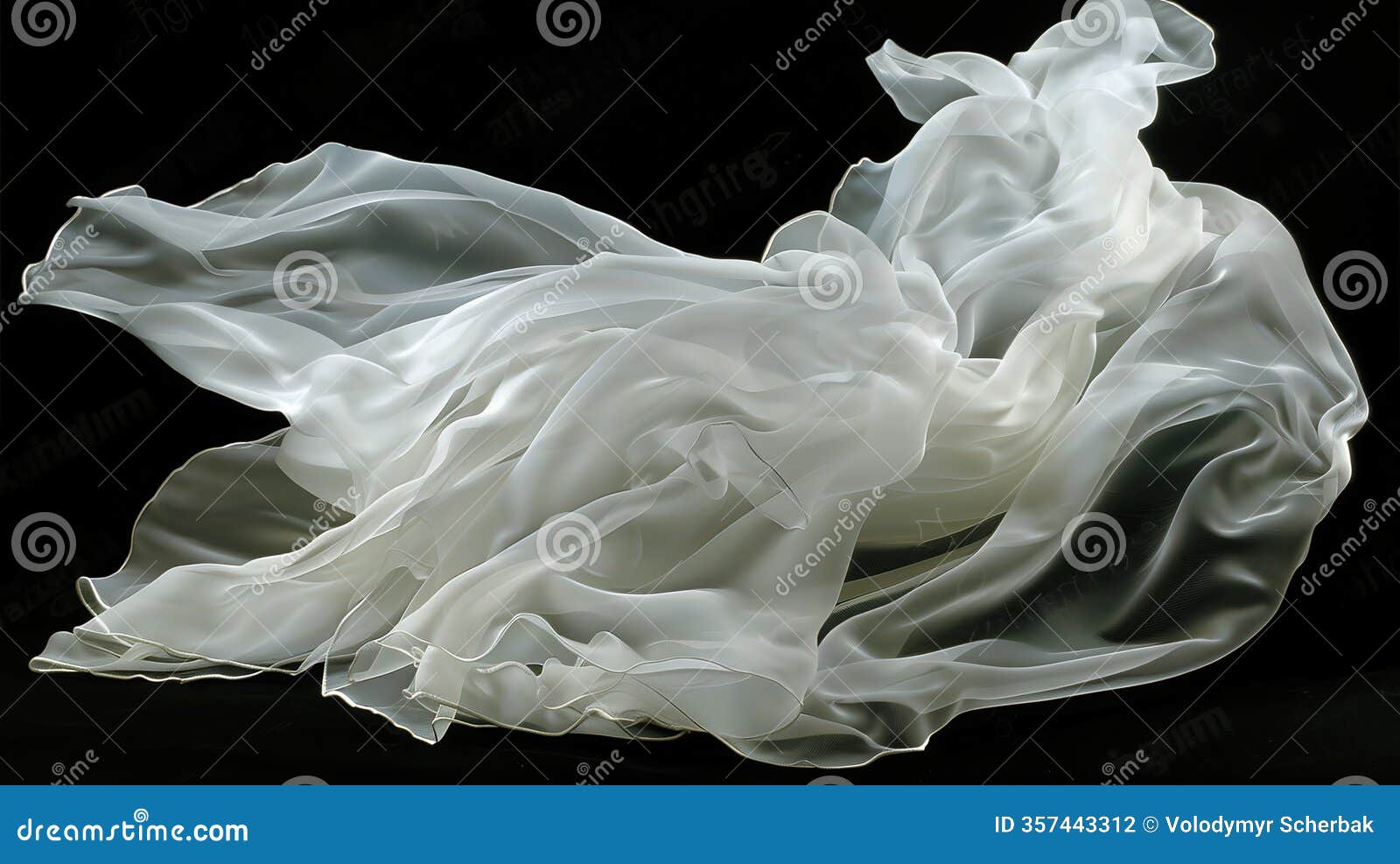 Fabric Cloth Flowing on Wind, Set of Flying Fluttering White Silk ...