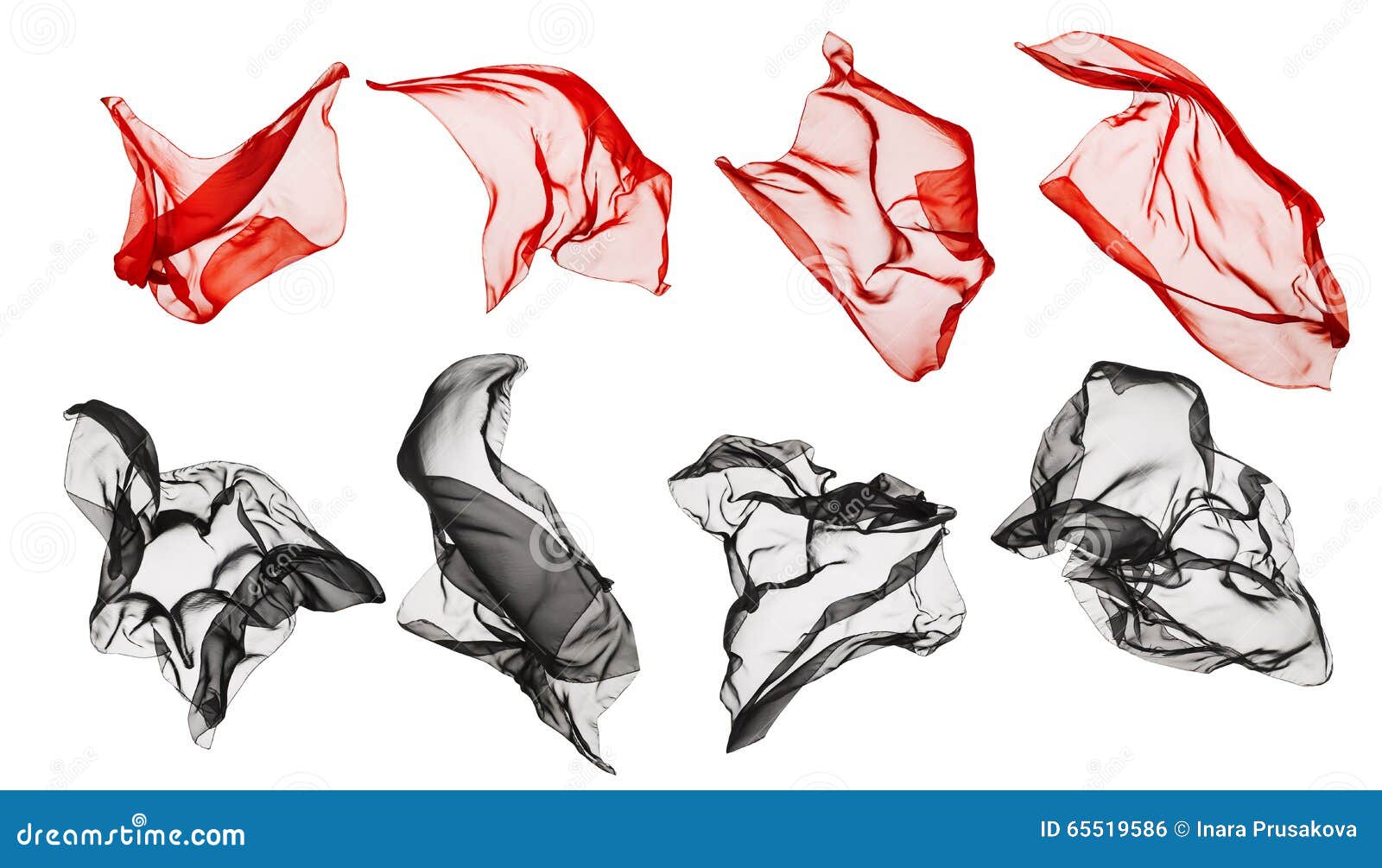 Fabric Cloth Flying, Flowing Waving Silk, Red Black White Stock Photo ...