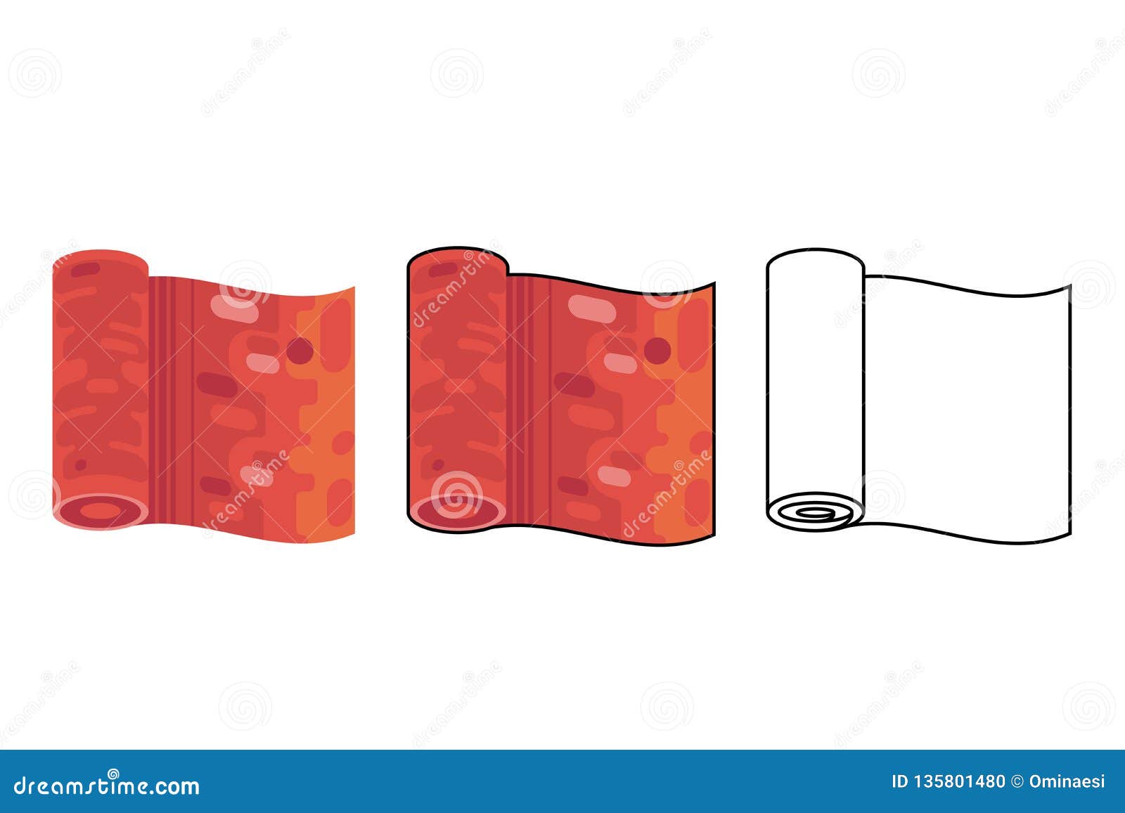 Fabric Cloth Roll Flat Design Isolated Icon Vector Illustration Stock ...